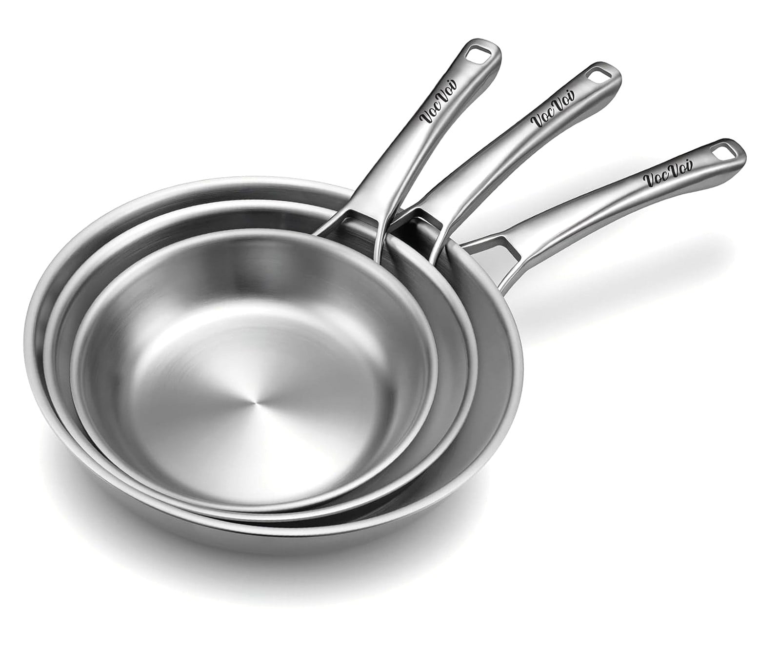 SKYSONIC Tri-Ply Steel Frying Pans Set, Skillets,Chef' Pan Set(8+10+12inch) Frying Pans for ...