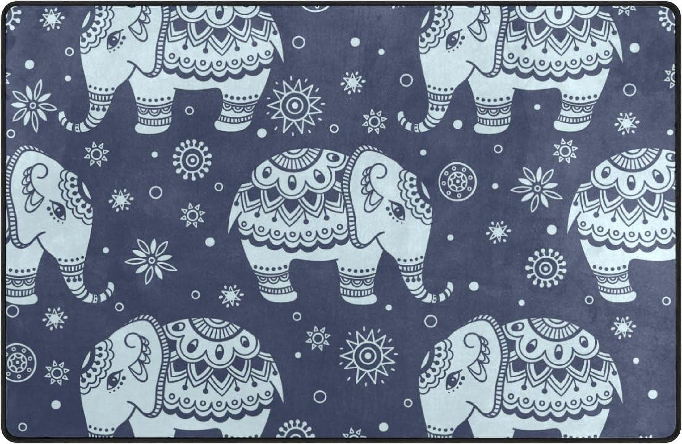 SKYSONIC Tribal Elephant Area Rug Pad 60x39 inch, 100% Light Weight ...