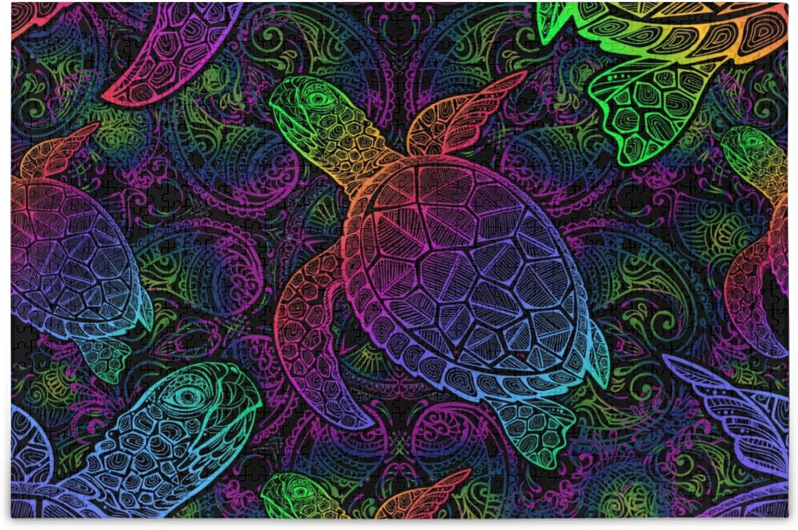 SKYSONIC Tribal Sea Turtle Colorful Jigsaw Puzzles for Adults 500 Piece ...