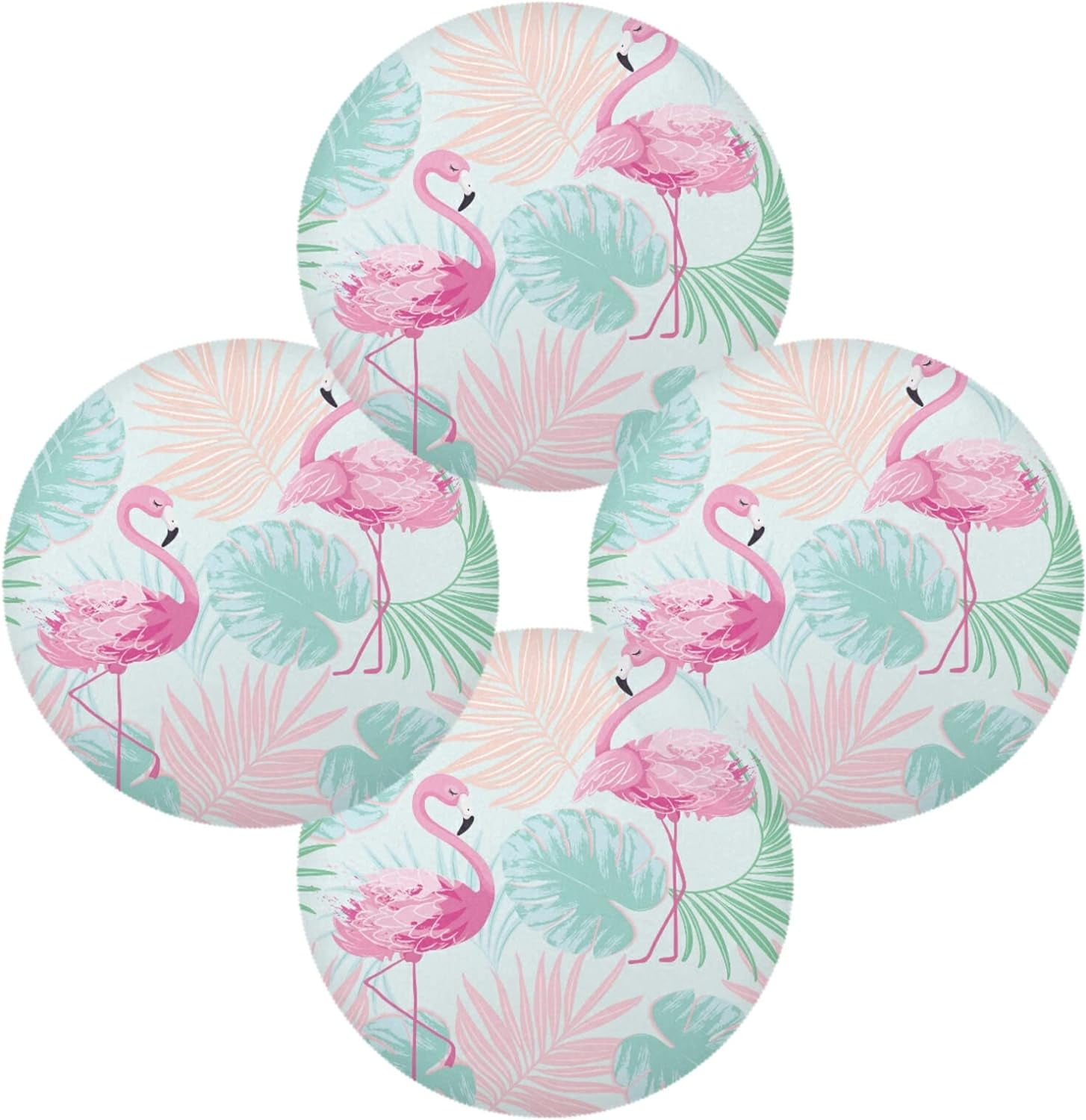 SKYSONIC Tropical Flamingo Round Placemats for Dining Table Non-Slip ...