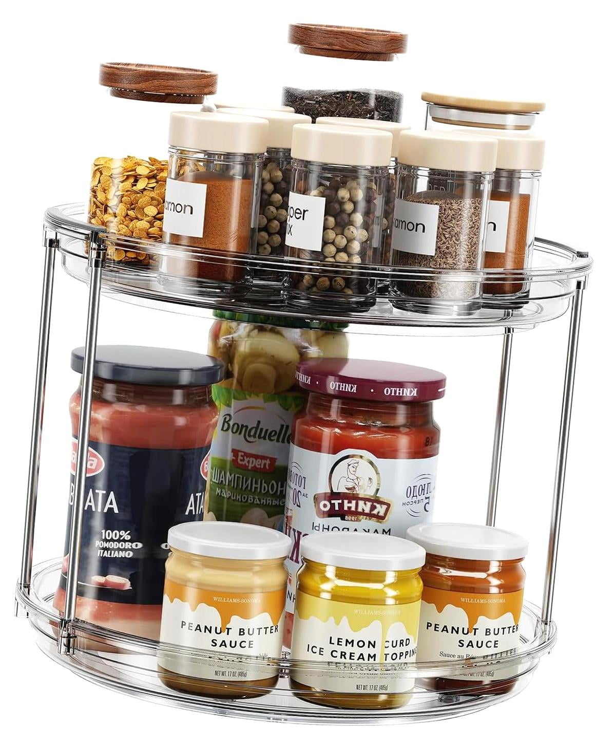 SKYSONIC Two-Tier Lazy Susan, 9.25'', Grey, for Cabinet, Kitchen, and ...