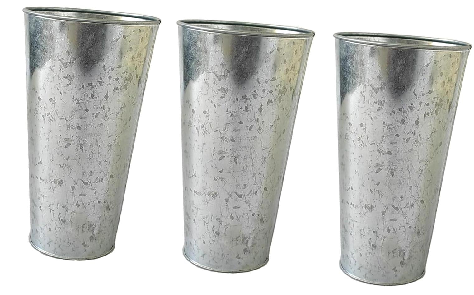 SKYSONIC Upgrade Your Interior with a Set of 3 Galvanized Vases/French ...