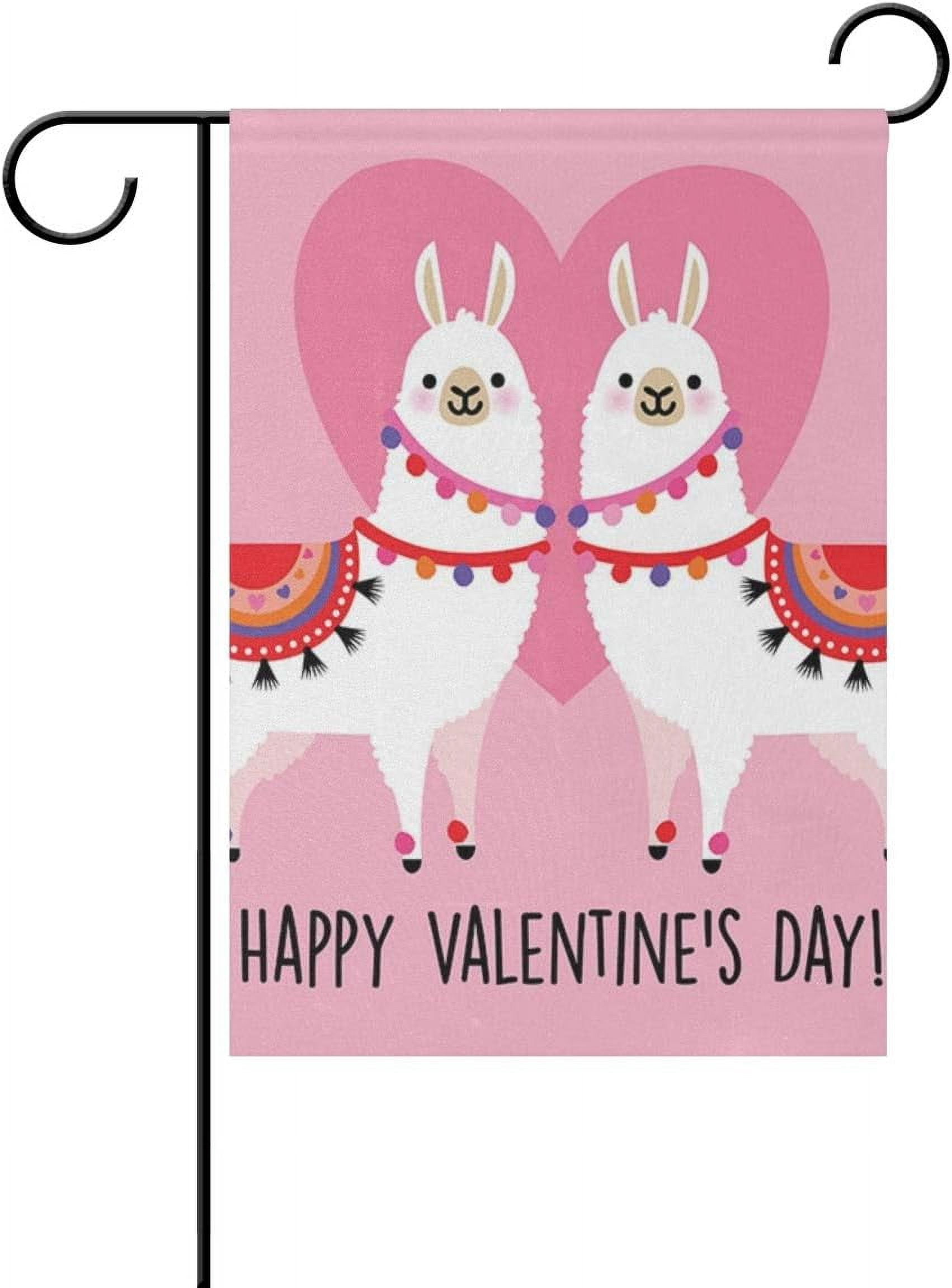 SKYSONIC Valentine's Day Cute Llama Couple Double-Sided Printed Garden ...