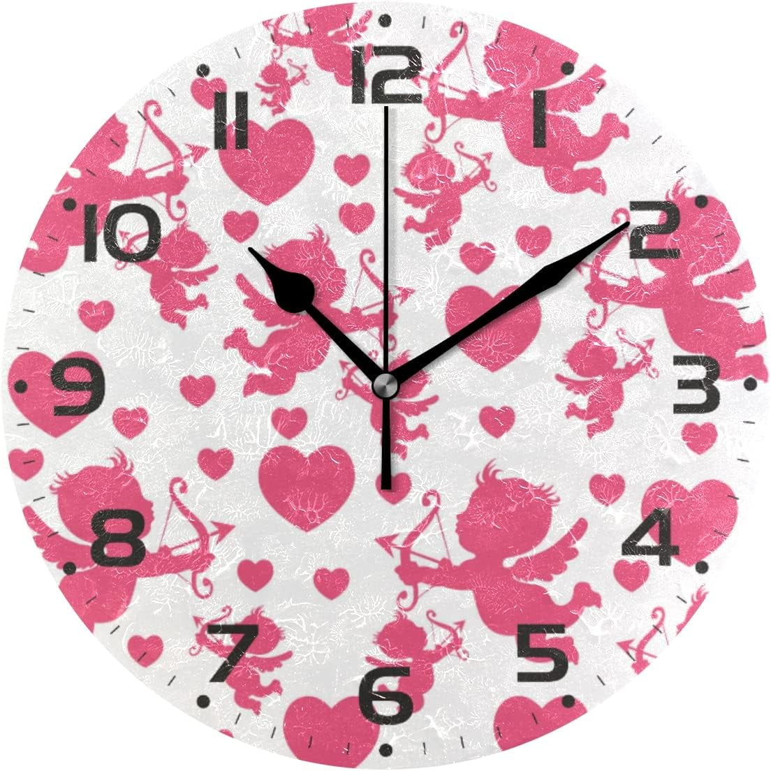 SKYSONIC Valentine's Day Heart Wall Clock 10 Inch Silent Non Ticking ...