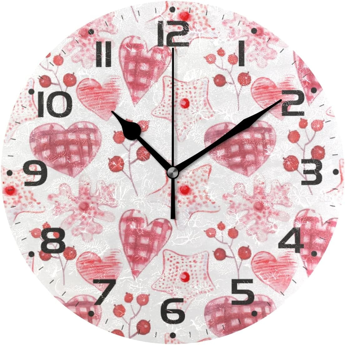 SKYSONIC Valentine's Day Heart Wall Clock 10 Inch Silent Non Ticking ...