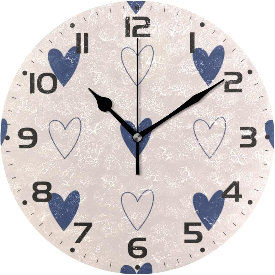 SKYSONIC Valentine's Day Heart Wall Clock 10 Inch Silent Non Ticking ...