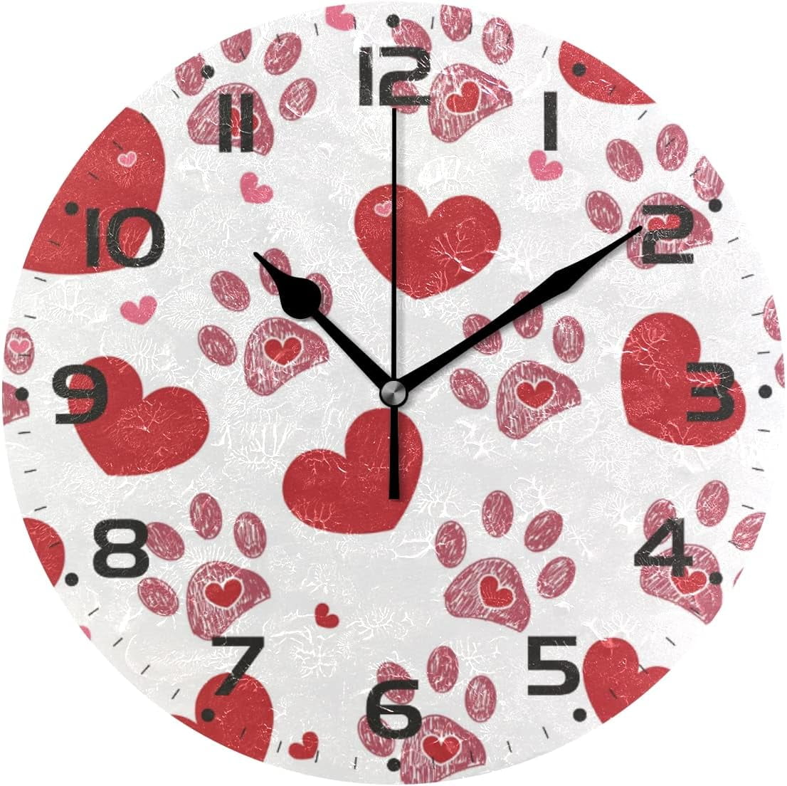 SKYSONIC Valentine's Day Hearts Wall Clock 10 Inch Silent Non Ticking ...