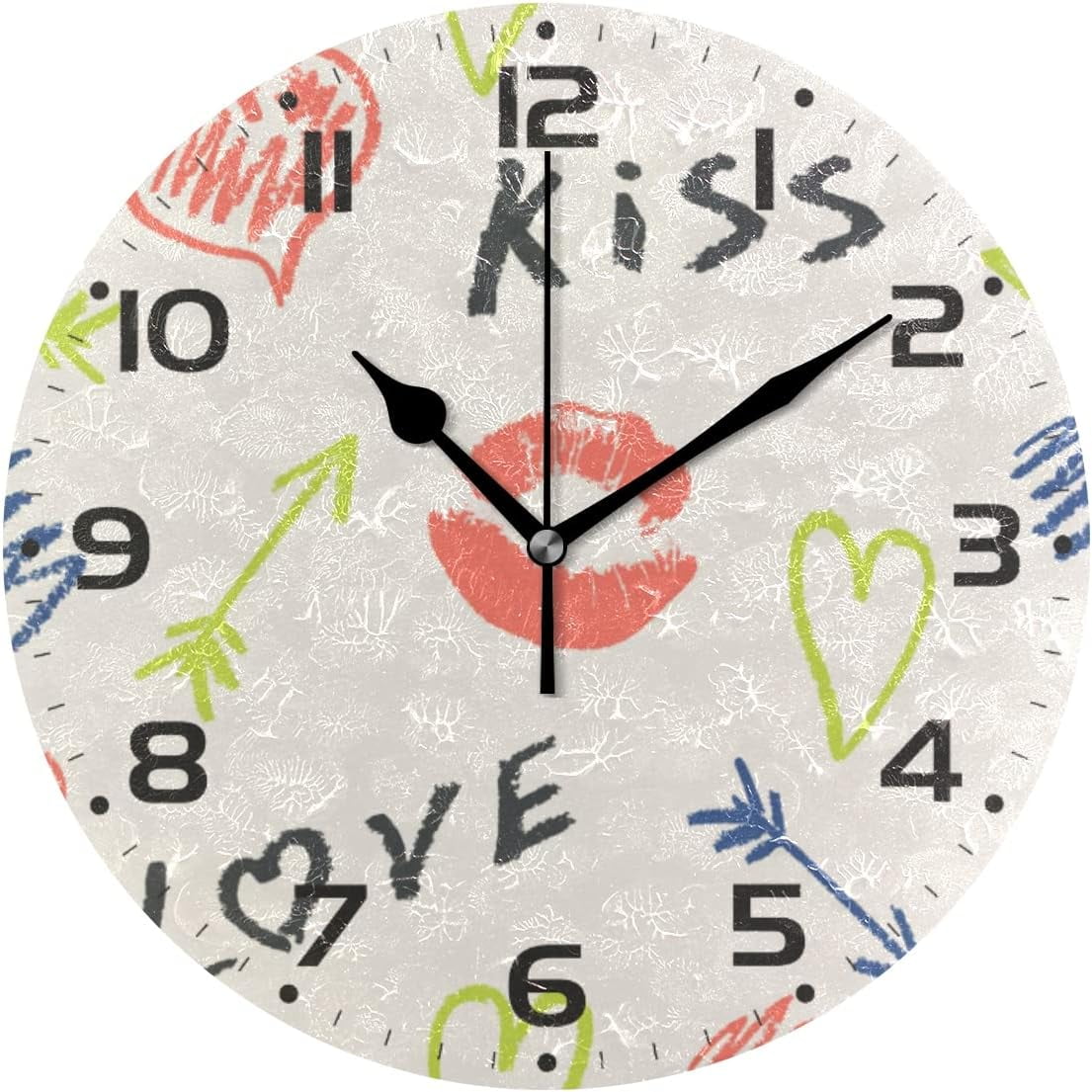 SKYSONIC Valentine's Day Hearts Wall Clock 10 Inch Silent Non Ticking ...