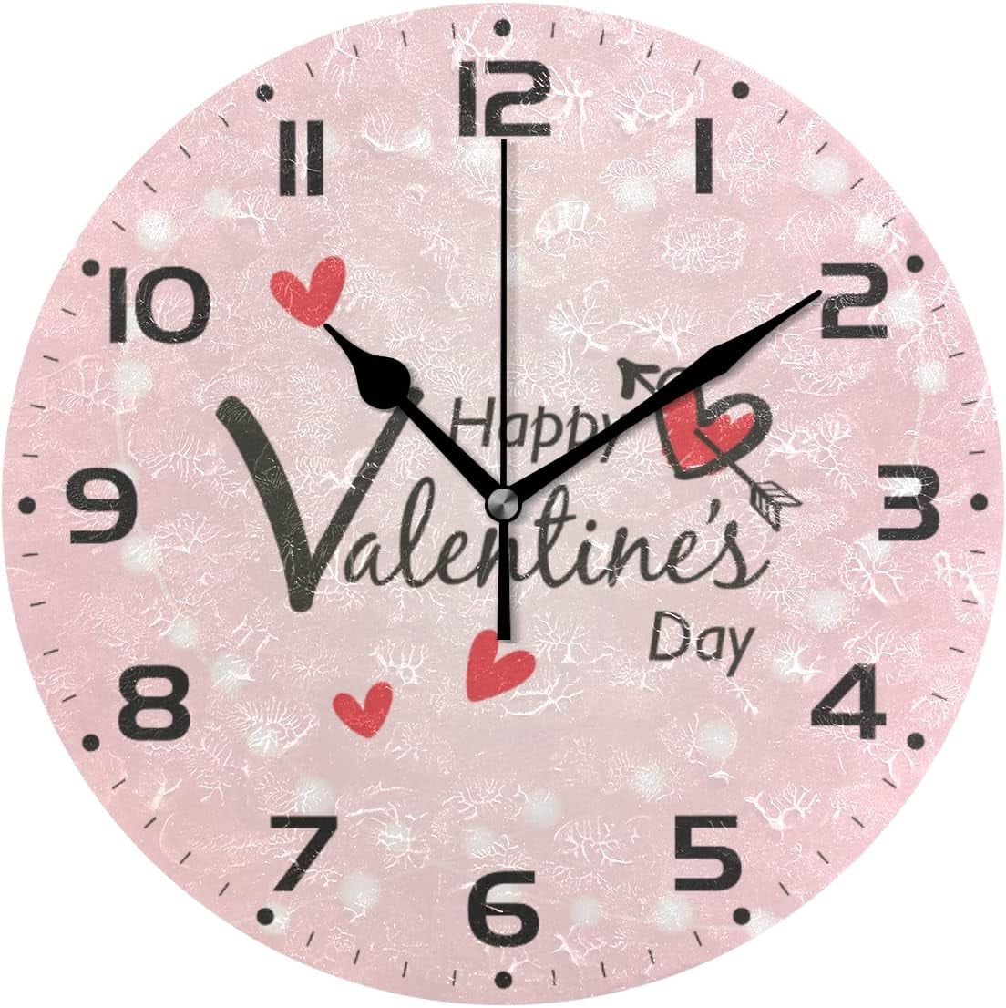 SKYSONIC Valentine's Day Hearts Wall Clock 10 Inch Silent Non Ticking ...