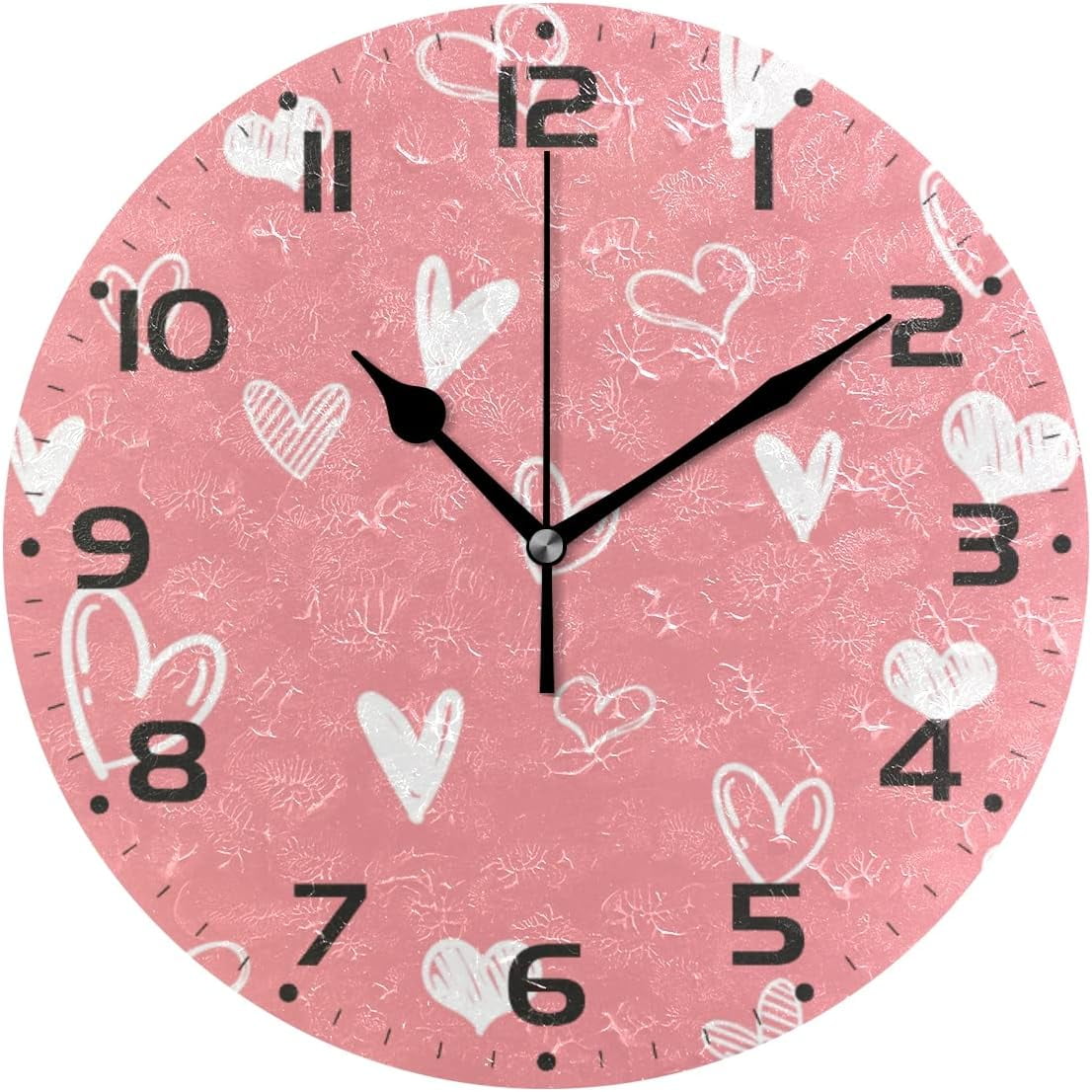 SKYSONIC Valentine's Day Love Heart Wall Clock 10 Inch Silent Non ...