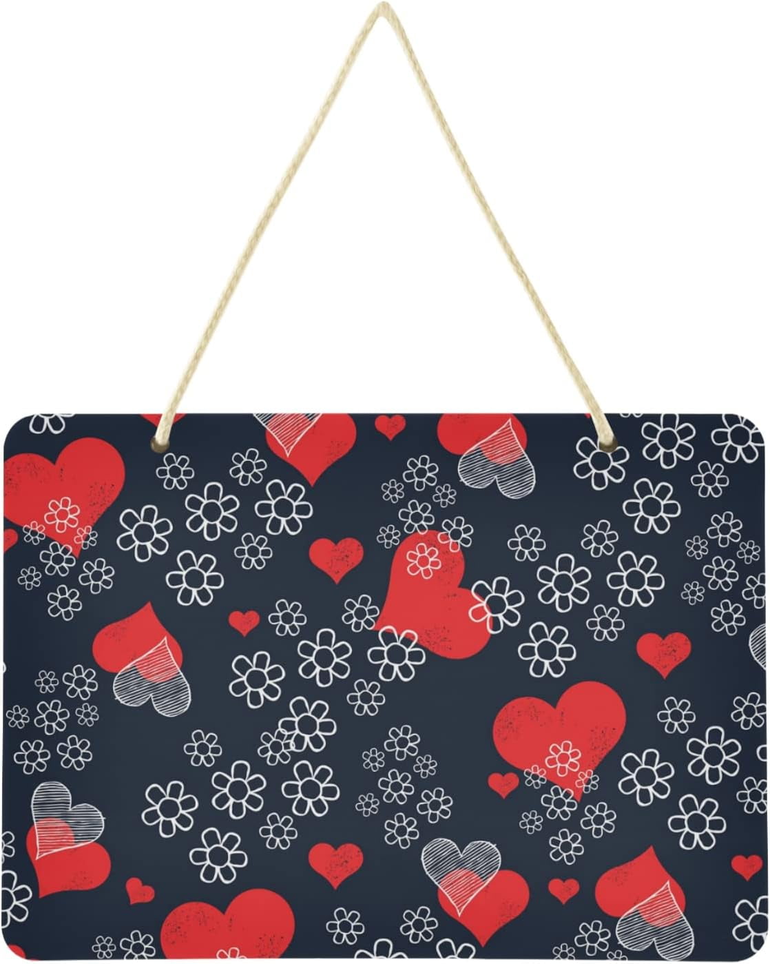 SKYSONIC Valentine's Day Love Heart Welcome Sign Front Door Decor Wall ...