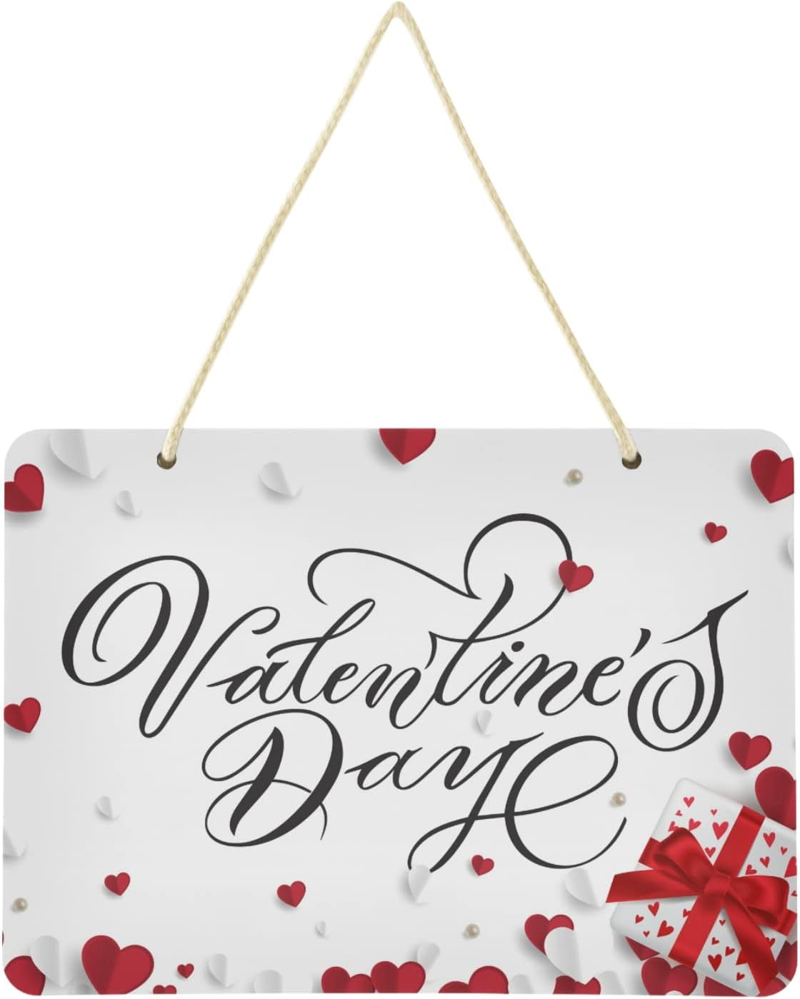 SKYSONIC Valentine's Day Welcome Sign Front Door Decor Wall Hanging ...