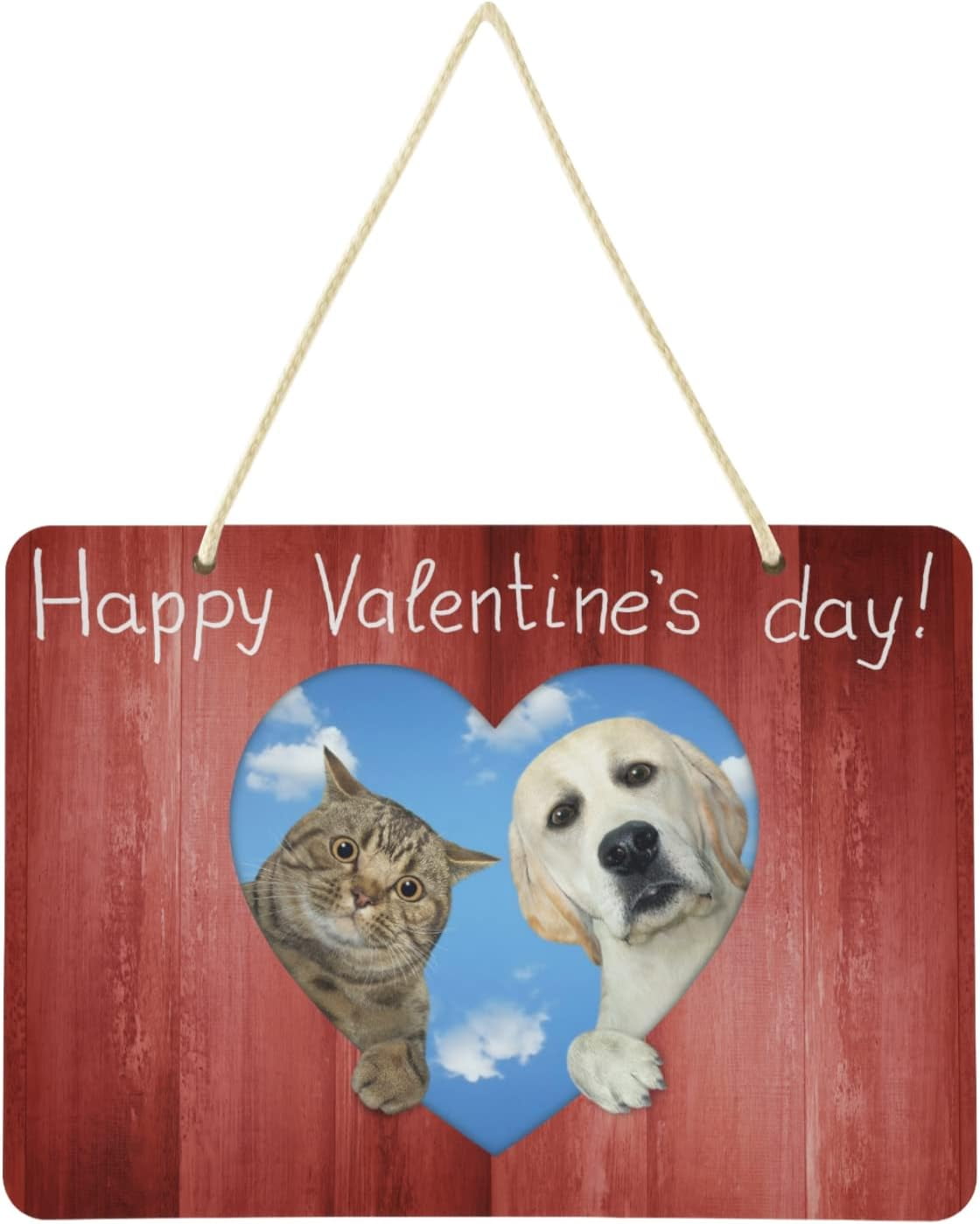 SKYSONIC Valentine's Day Welcome Sign Front Door Decor Wall Hanging ...