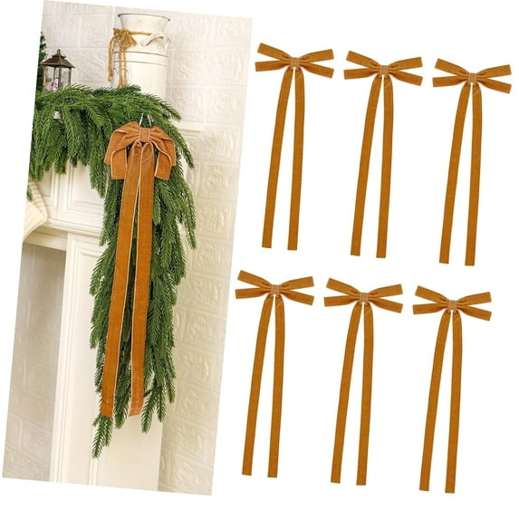 SKYSONIC Velvet Christmas Bow of 6 Large Pre-made Craft Wreath Bows ...