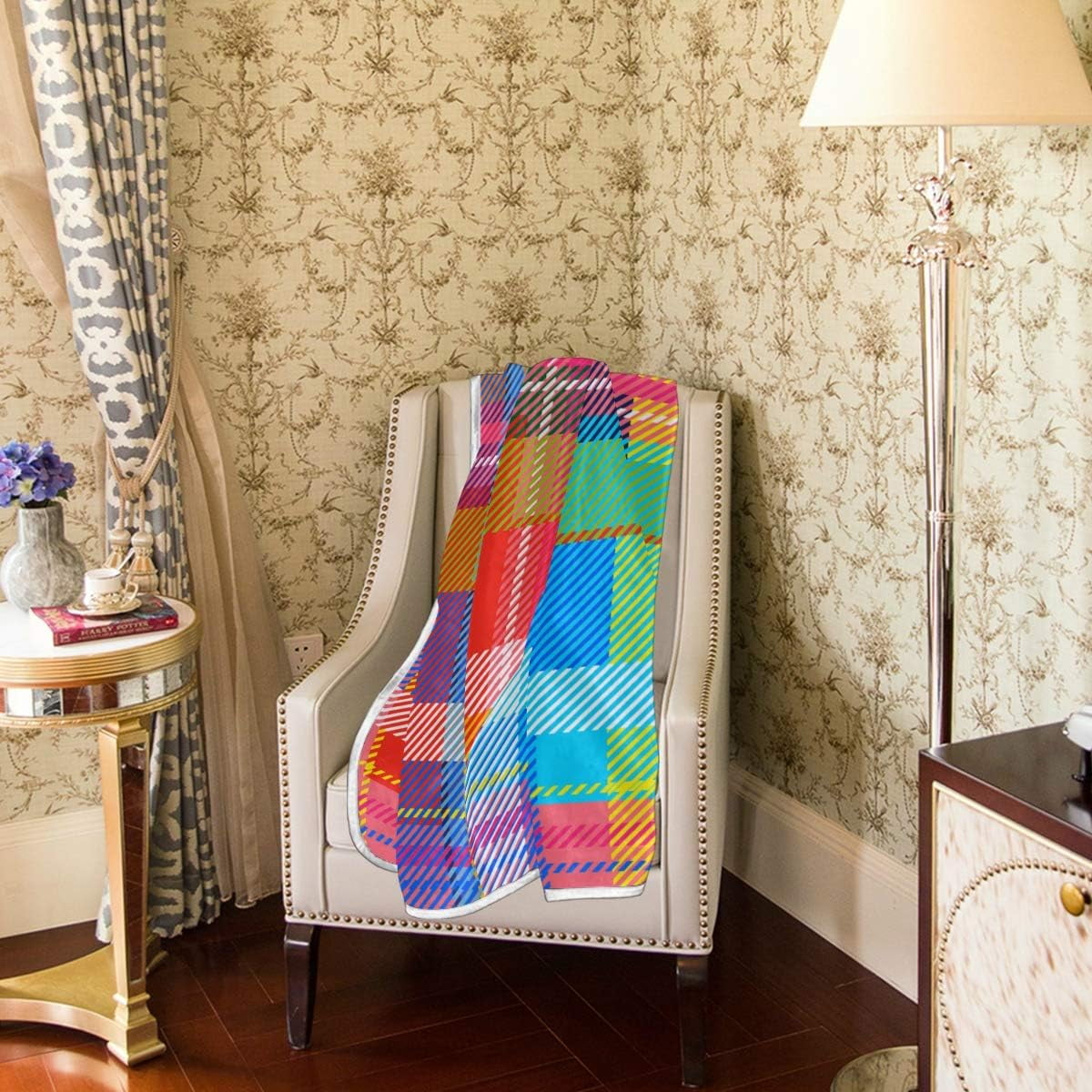 SKYSONIC Velvet Plush Throw Thermal Blanket - 4x5FT - Indian Madras ...