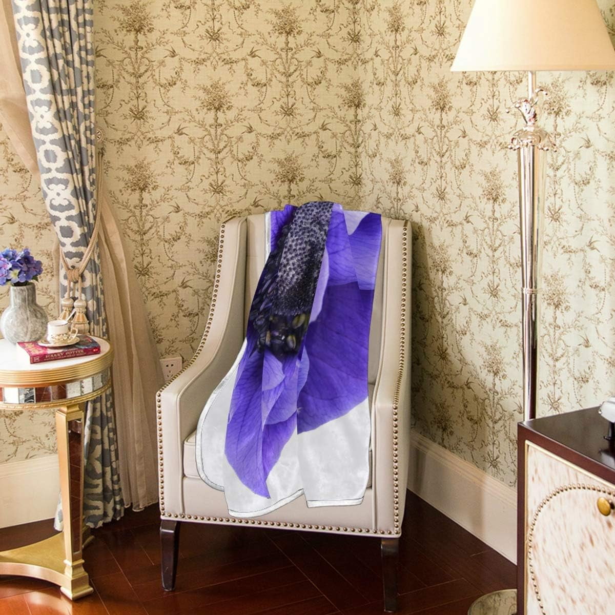 SKYSONIC Velvet Plush Throw Thermal Blanket - 4x5FT - Violet Flower ...