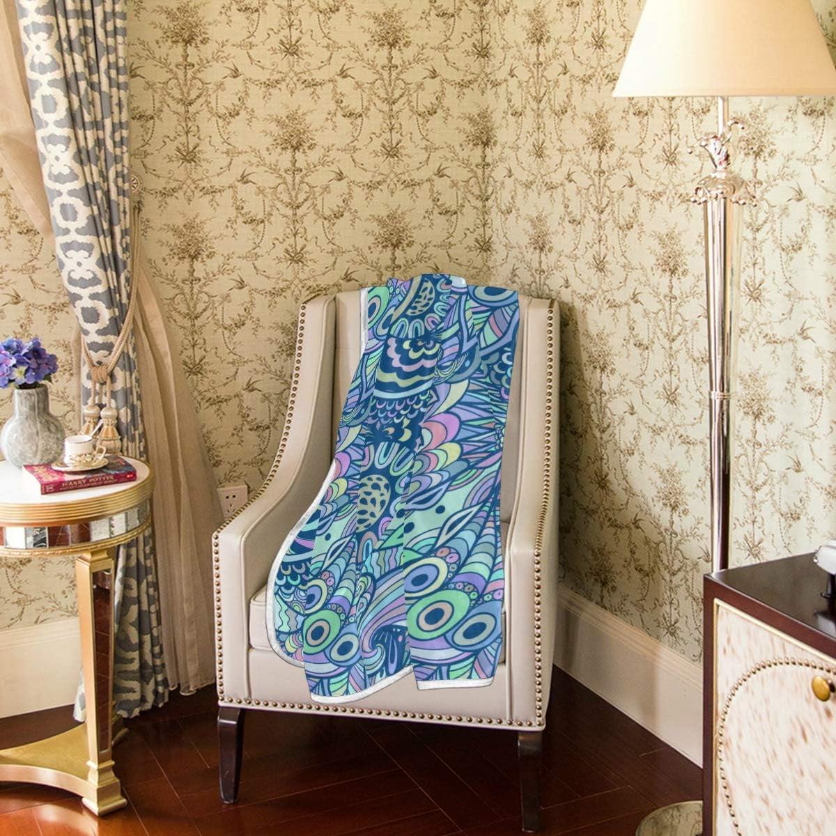 SKYSONIC Velvet Plush Throw Thermal Blanket - 4x5FT - Zentangle Doodle ...