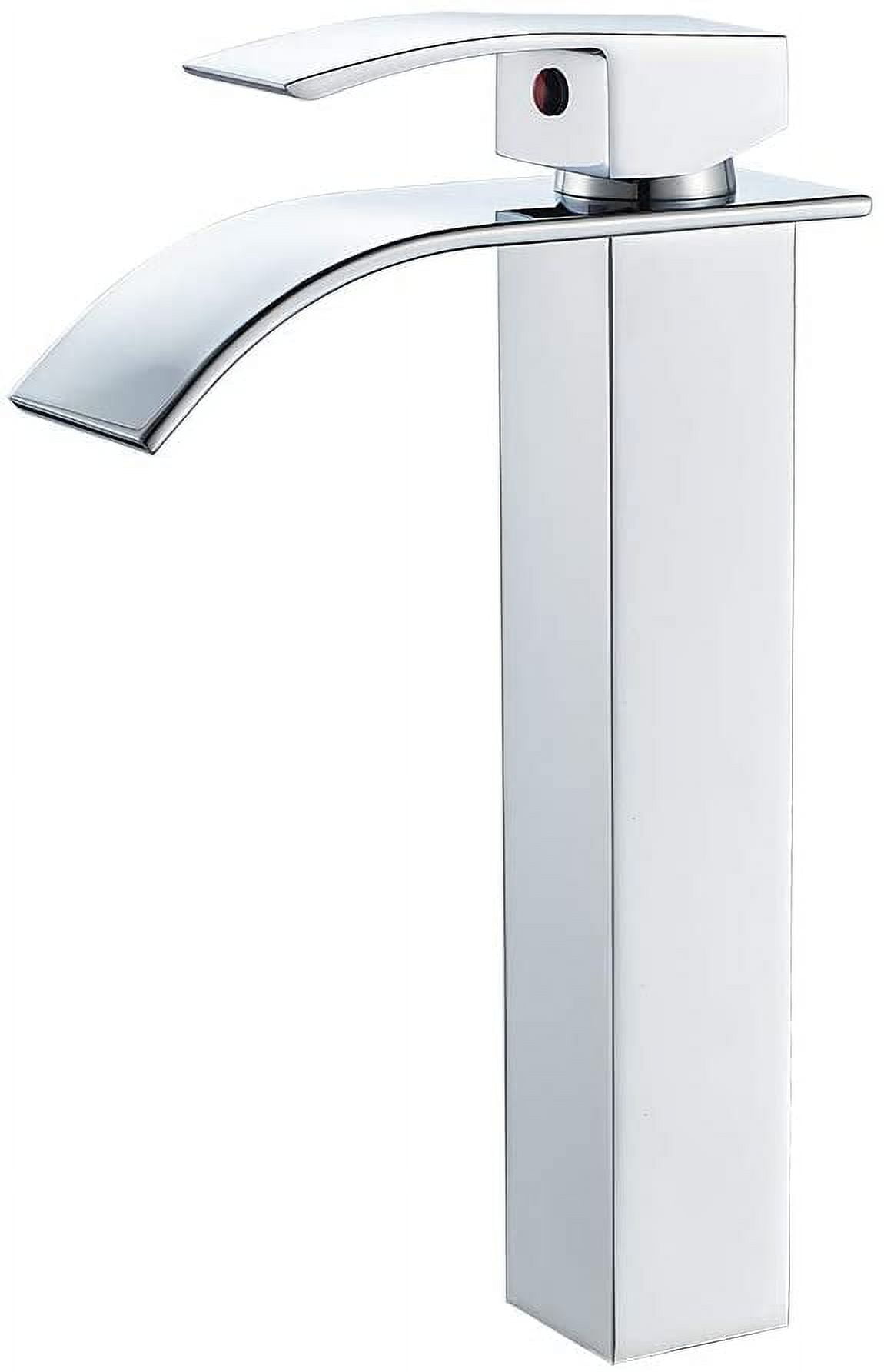 SKYSONIC Vessel Sink Faucet Chrome Modern Tall Waterfall Sink Faucet Single Handle Faucet 1 Hole ...