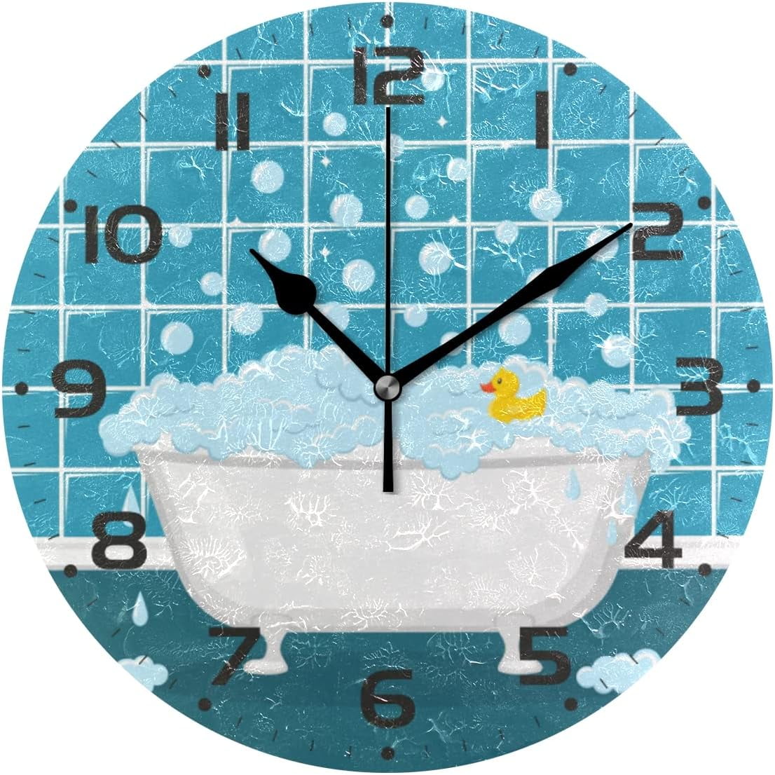 SKYSONIC Vintage Bathtub Wall Clock 10 Inch Silent Non Ticking Round ...