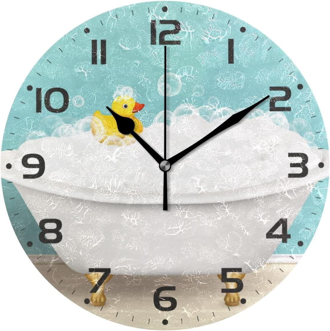 SKYSONIC Vintage Bathtub Wall Clock 10 Inch Silent Non Ticking Round ...
