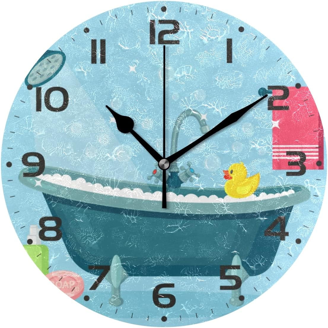 SKYSONIC Vintage Bathtub Wall Clock 10 Inch Silent Non Ticking Round ...