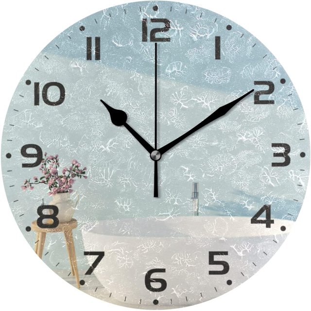 SKYSONIC Vintage Bathtub Wall Clock 10 Inch Silent Non Ticking Round ...