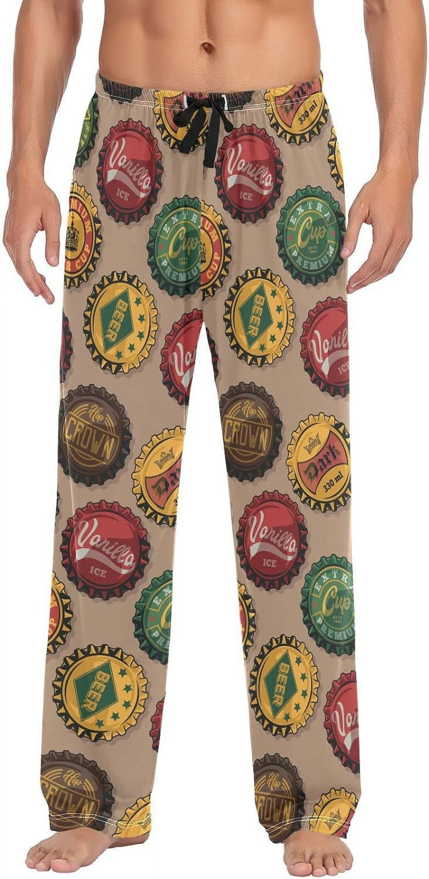 SKYSONIC Vintage Colorful Beer Bottle Caps Men's Soft Pajama Lounge ...