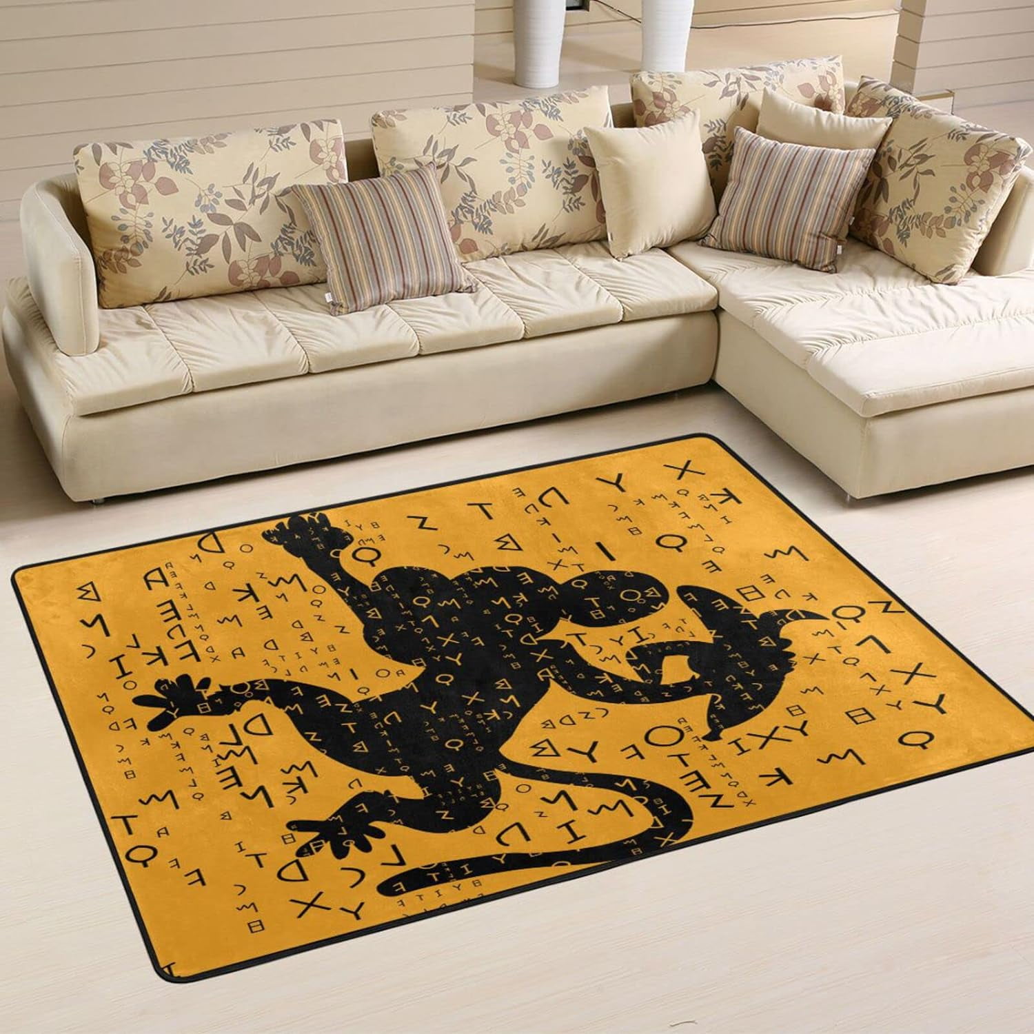 SKYSONIC Vintage Monkey Silhouette Area Rug 72x48in Ancient Latin ...