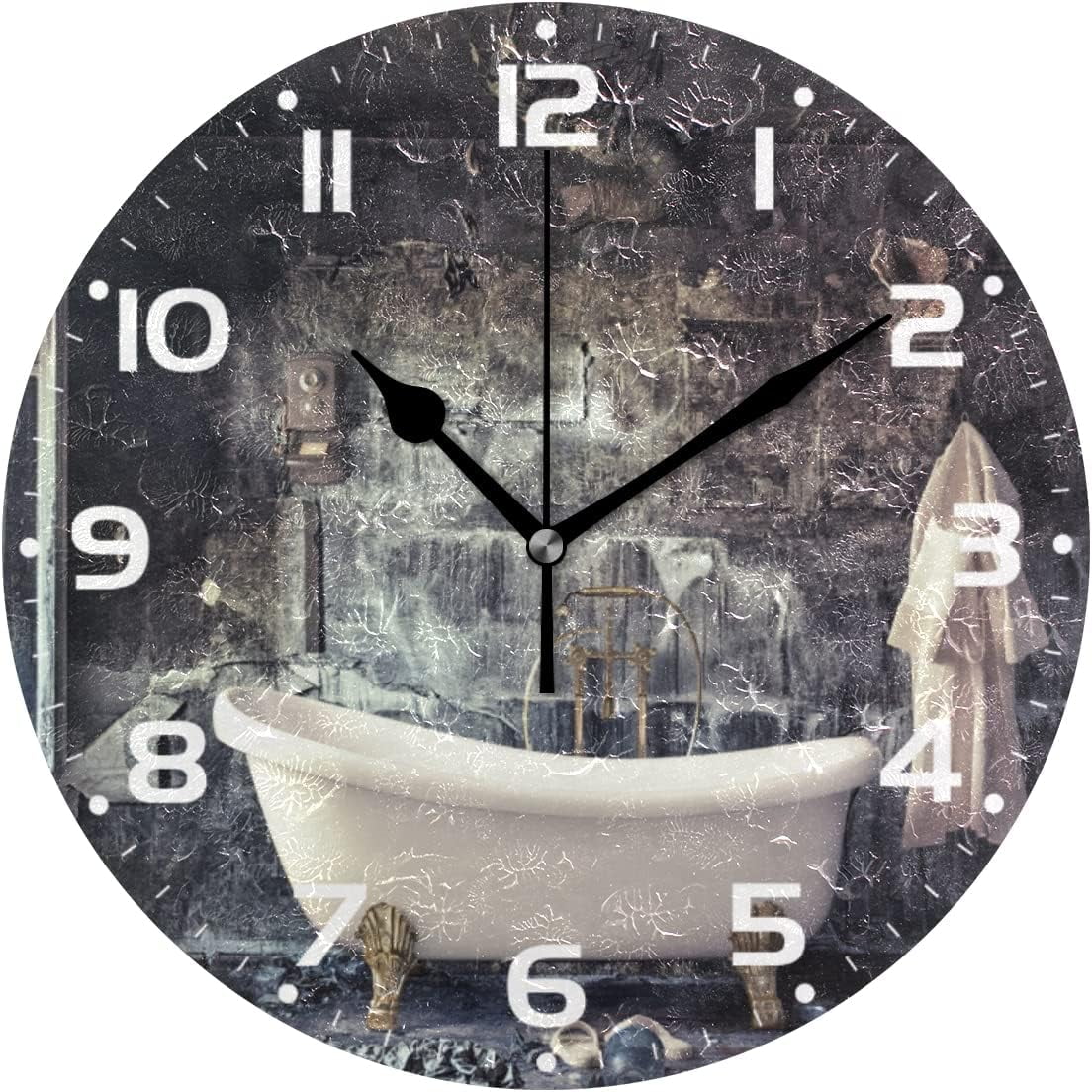 SKYSONIC Vintage Painting Bathtub Wall Clock 10 Inch Silent Non Ticking ...