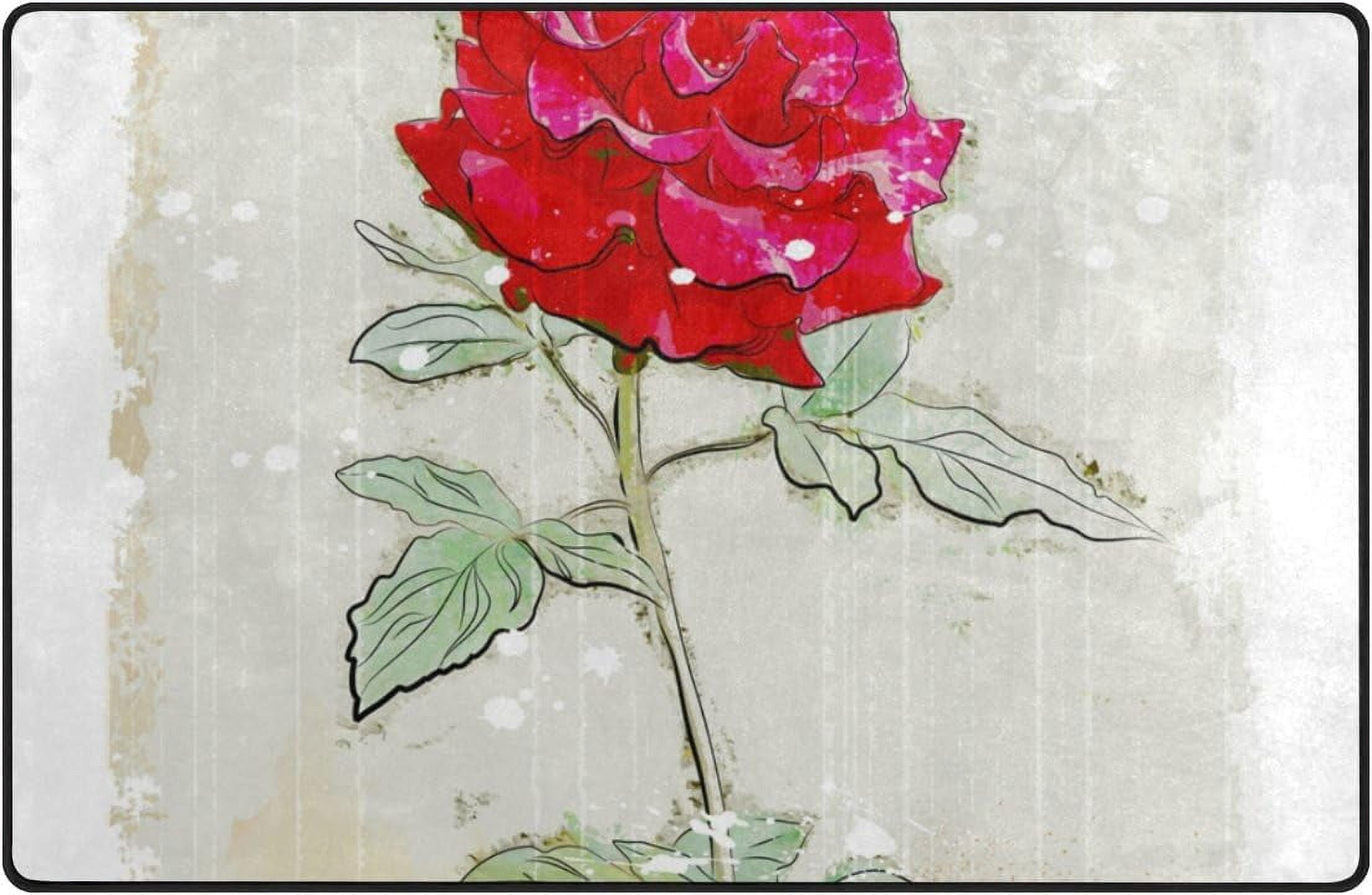 SKYSONIC Vintage Red Rose Area Rug Pad - 31 x 20 inch - 100% Light ...