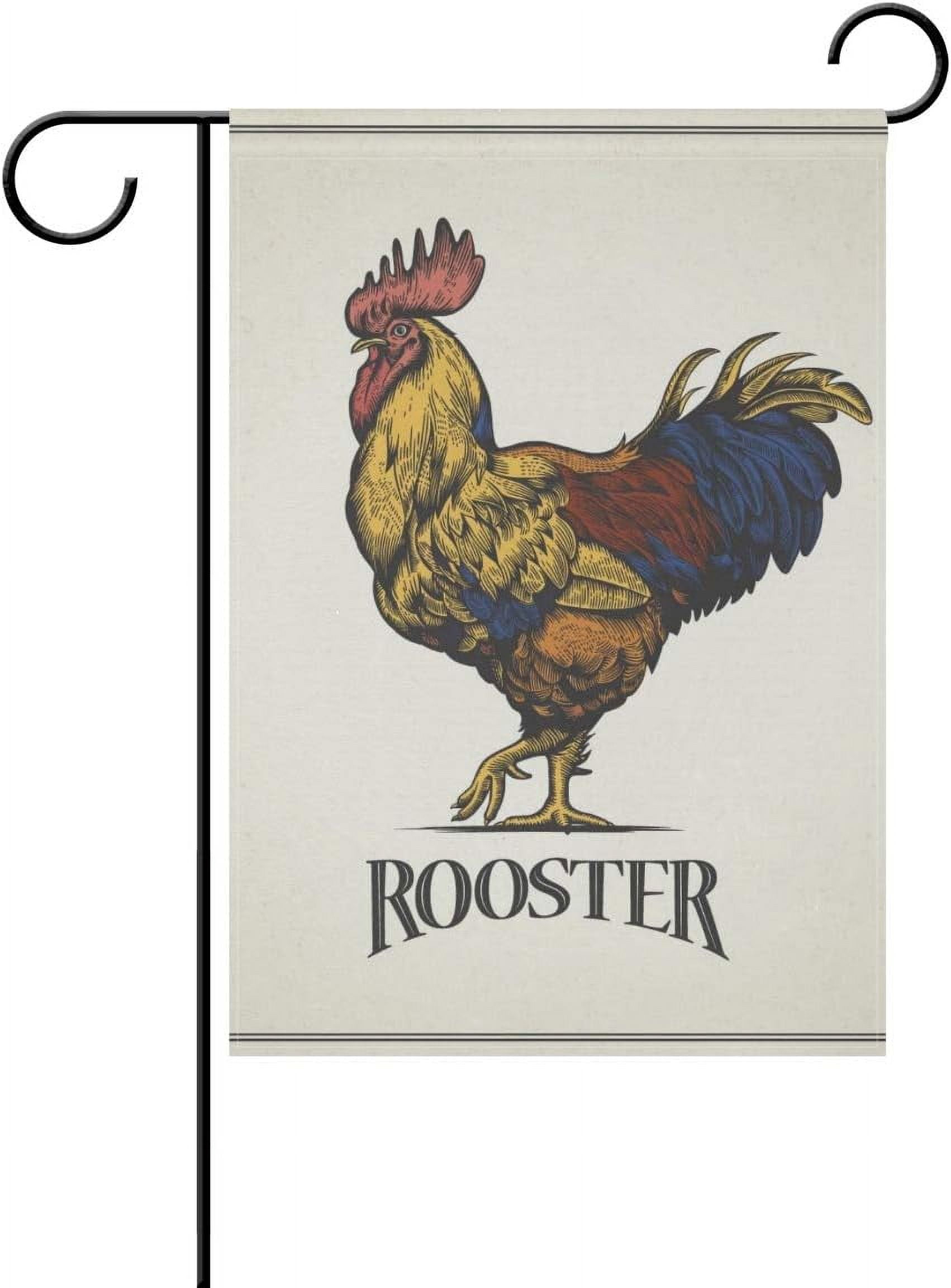 SKYSONIC Vintage Rooster Double-Sided Printed Garden House Sports Flag - 12x18in Polyester ...
