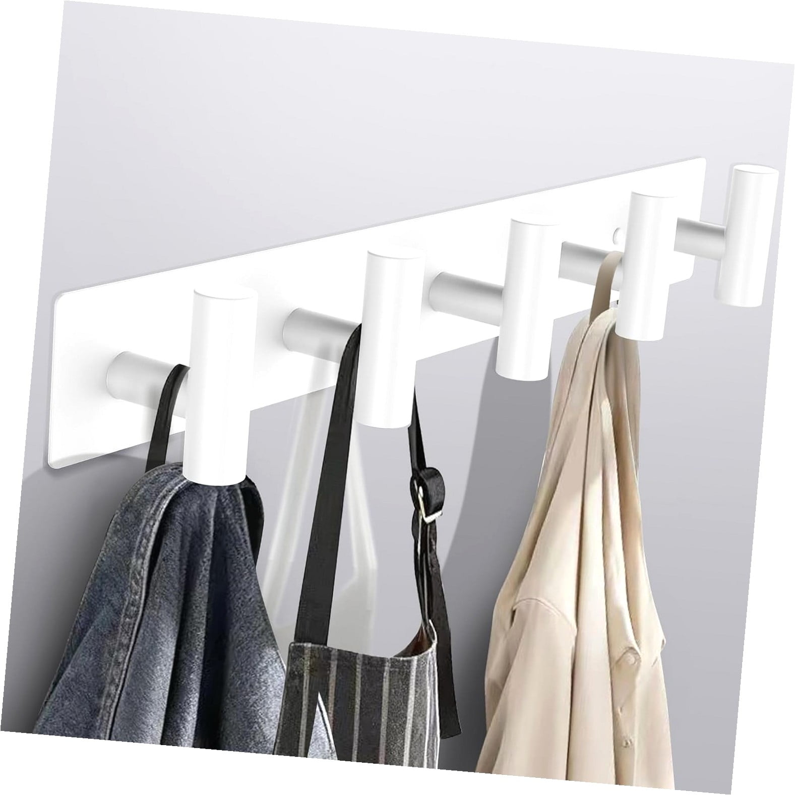 SKYSONIC Wall-Mounted Rack for Bathroom, Includes 5 for Robes, Bags ...