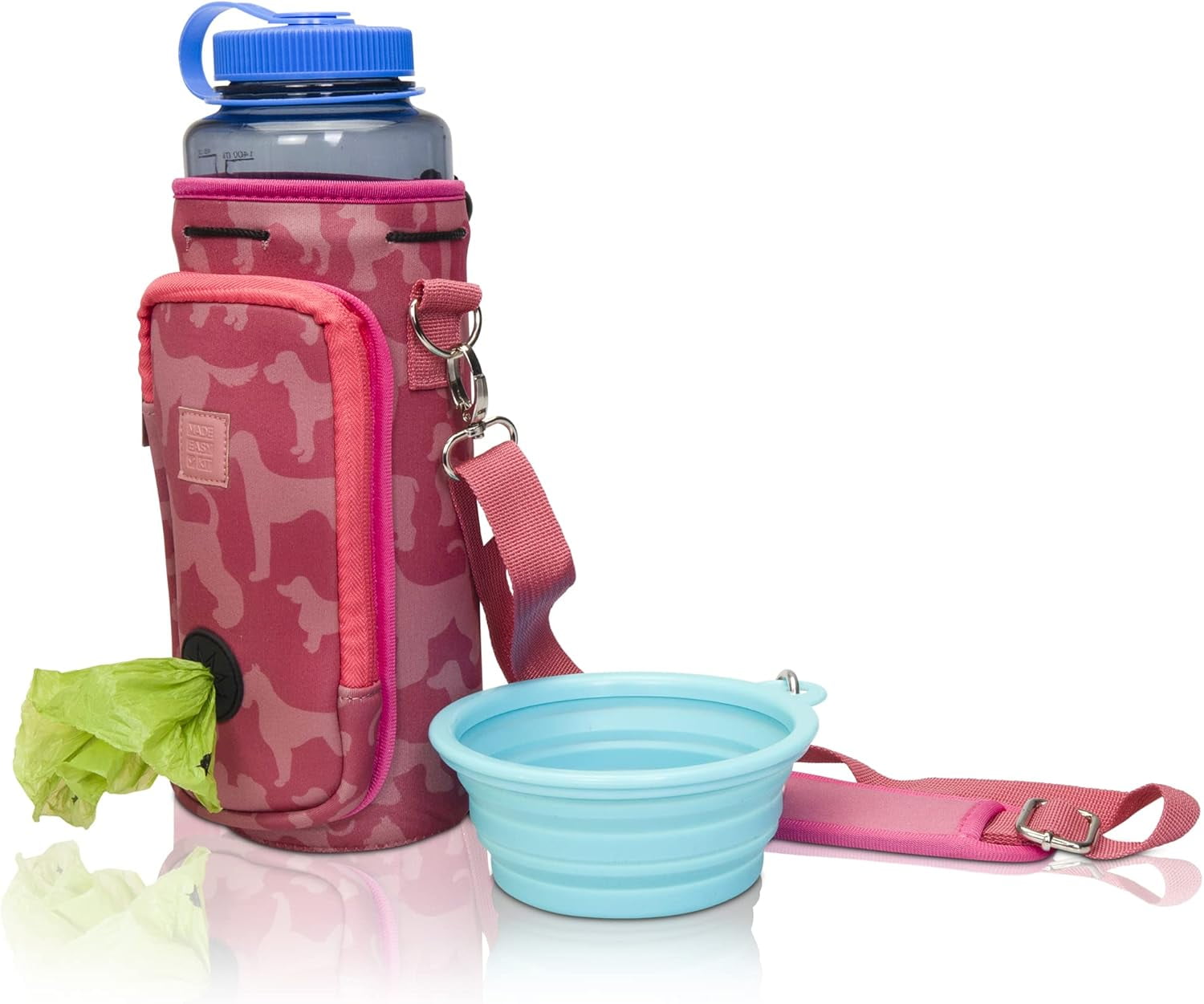 SKYSONIC Water Bottle Carrier with Pocket for Dog Poop Waste Bags and ...