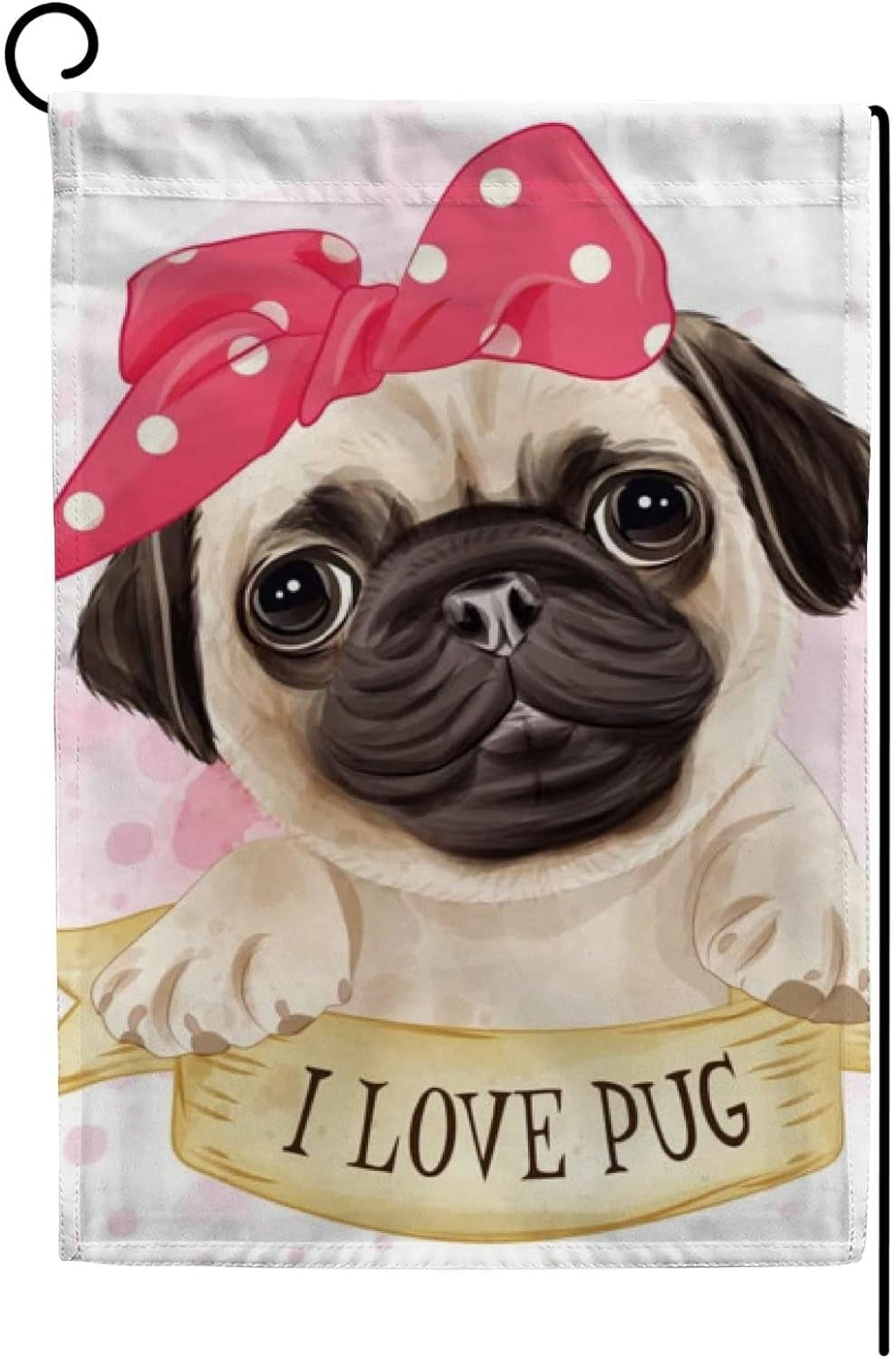 SKYSONIC Watercolor Cute Pug Double-Sided Printed Garden House Sports ...