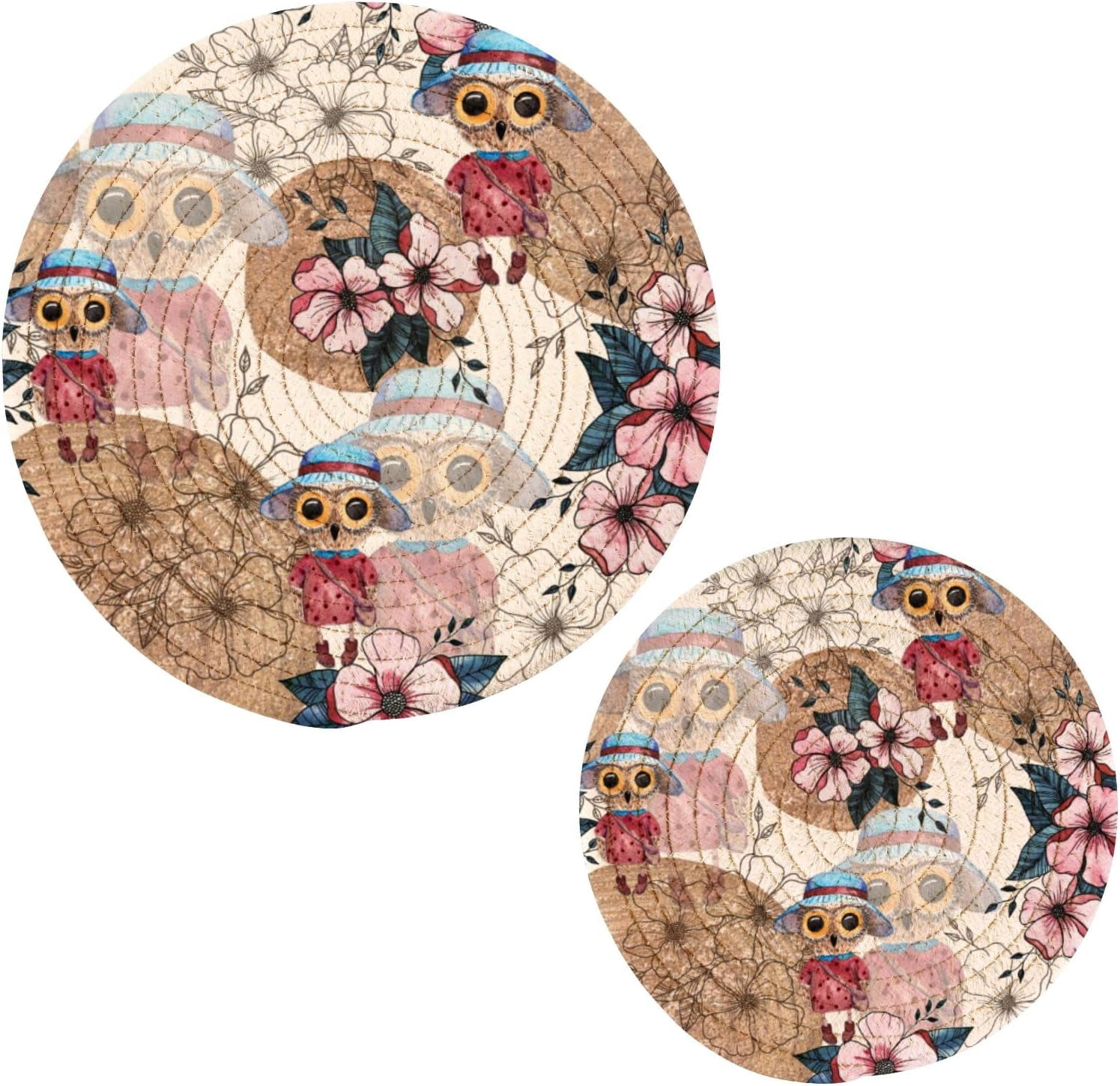 SKYSONIC Watercolor Fowers Pot Holders Trivets, 2 Pcs Heat Resistant ...