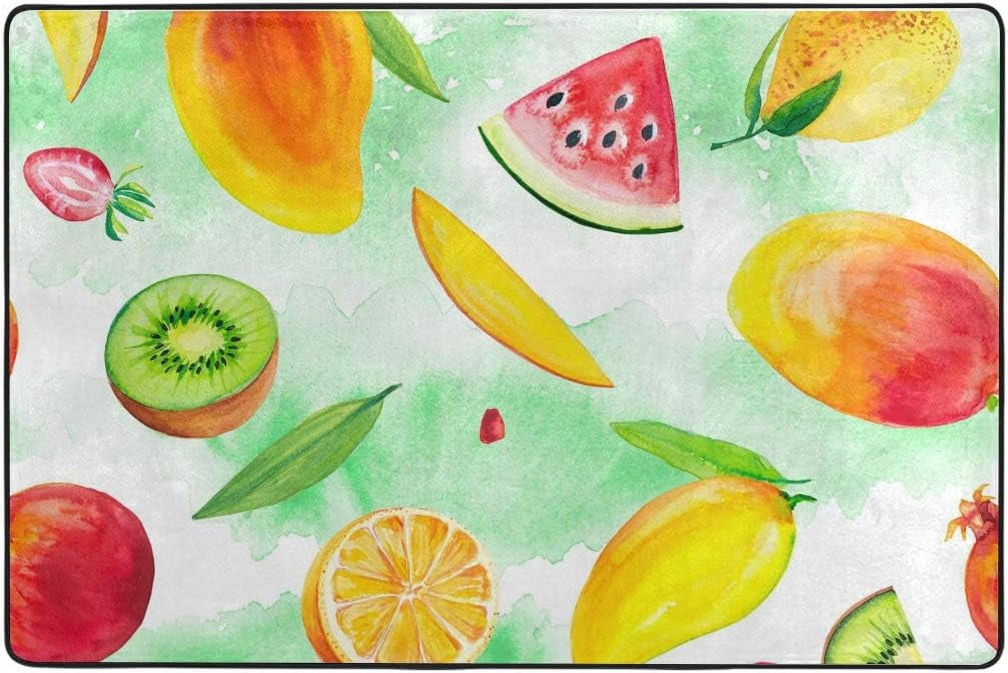 SKYSONIC Watercolor Fruits Lightweight Carpet Mats Area Soft Rugs Floor ...