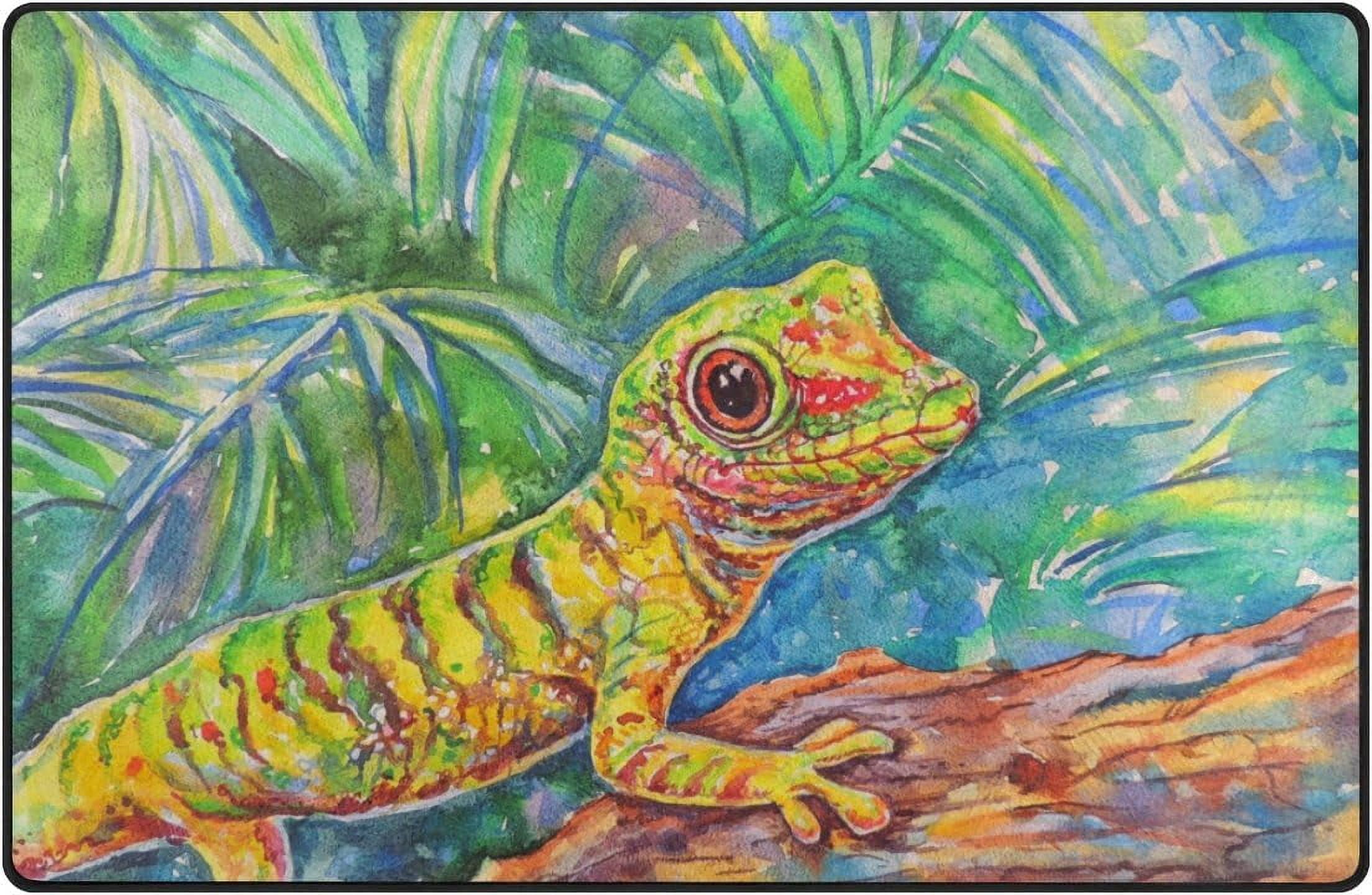 SKYSONIC Watercolor Lizard Area Rug Pad 20x31 Inch, 100% Light Weight ...