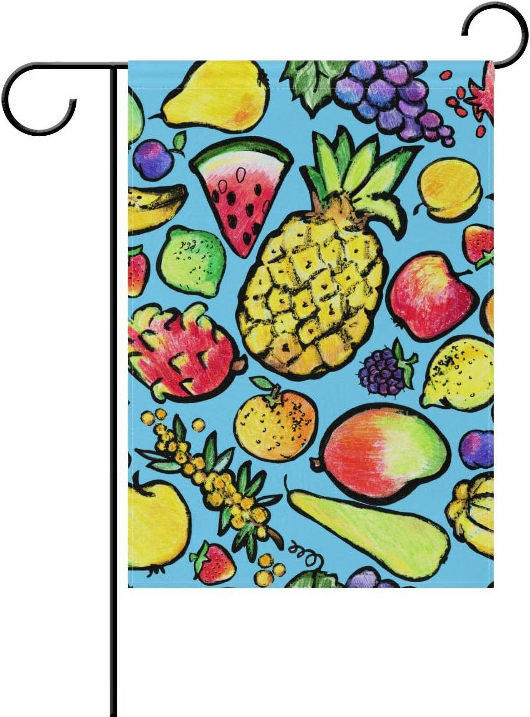 SKYSONIC Watercolor Painting Fruits Double-Sided Printed Garden House ...