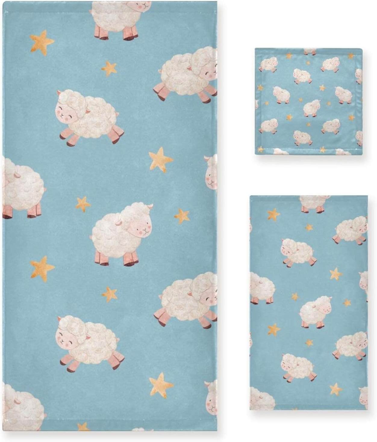 SKYSONIC Watercolor Sheep Bath Towels Soft Absorbent Bath Towels Bath ...