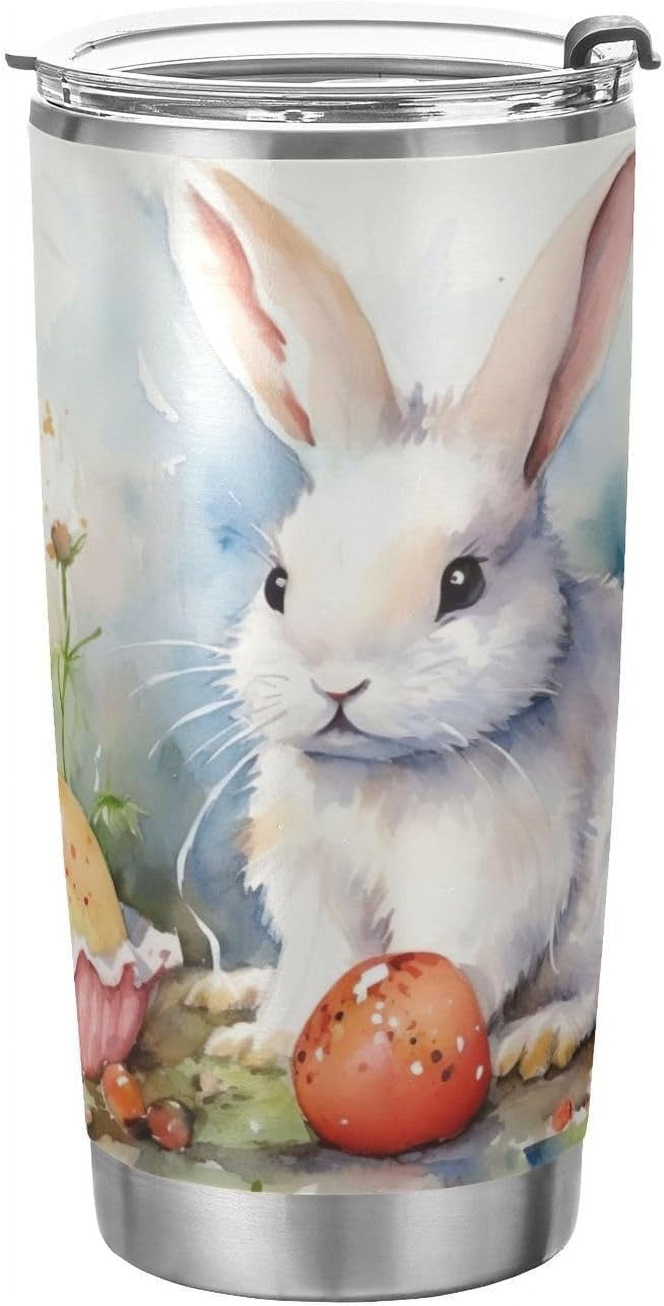 SKYSONIC Watercolour White Rabbit and Eggs 20 oz Stainless Steel ...