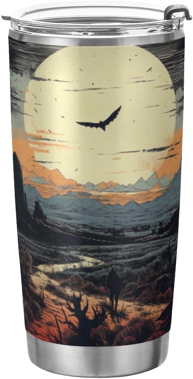 SKYSONIC Western Desert Cowboy Tumbler Stainless Steel Double Wall ...