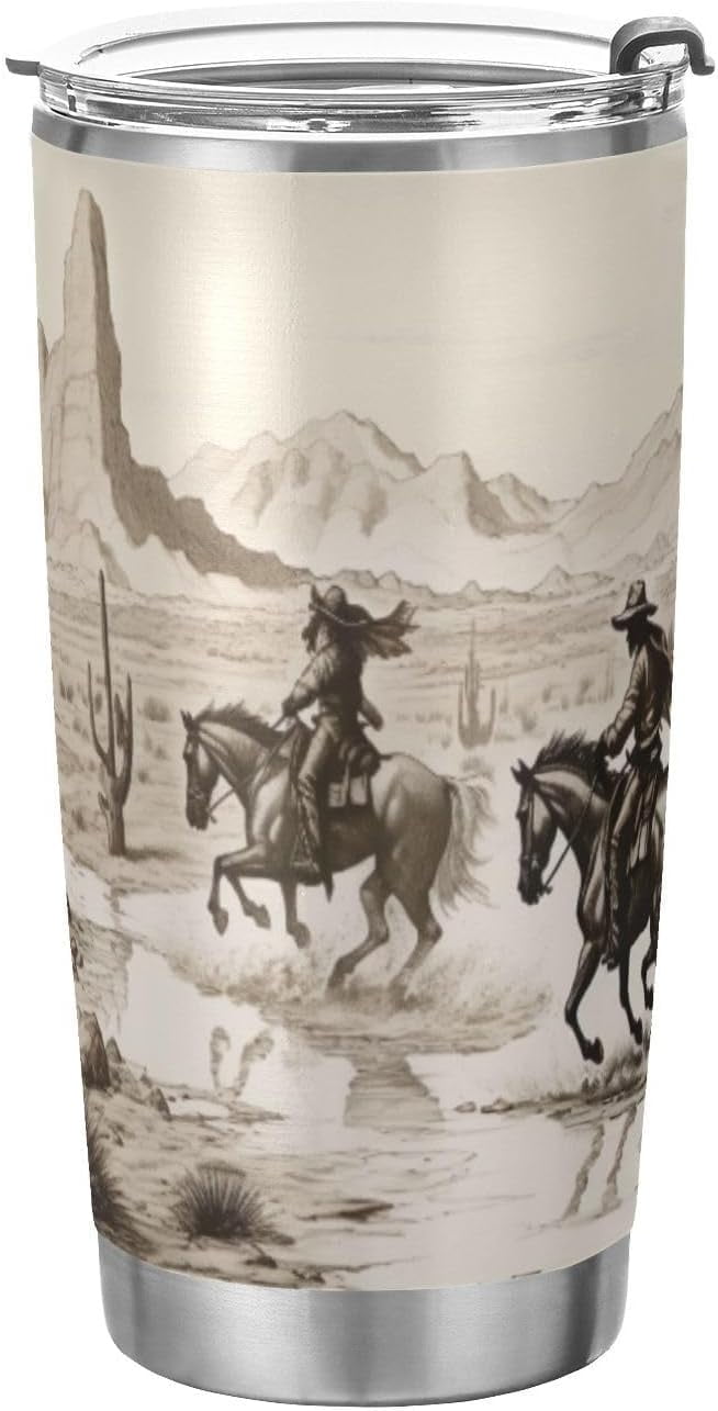 SKYSONIC Western Desert Cowboy Tumbler Stainless Steel Double Wall ...