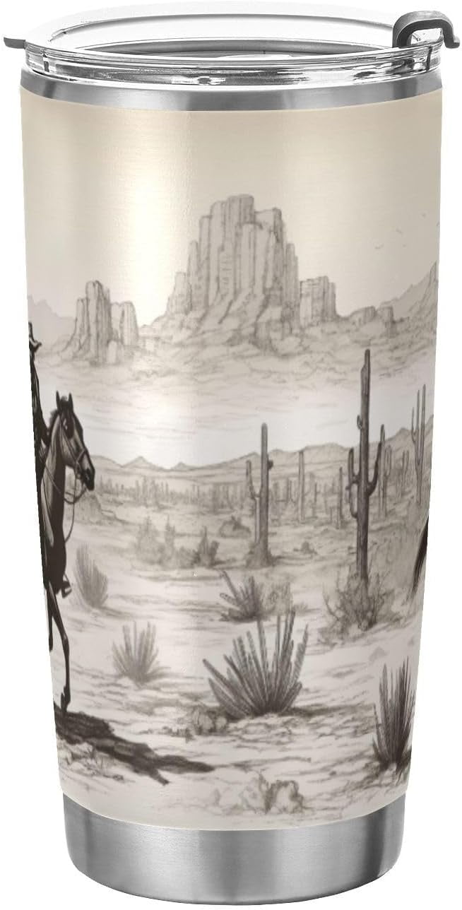 SKYSONIC Western Desert Cowboy Tumbler Stainless Steel Double Wall ...