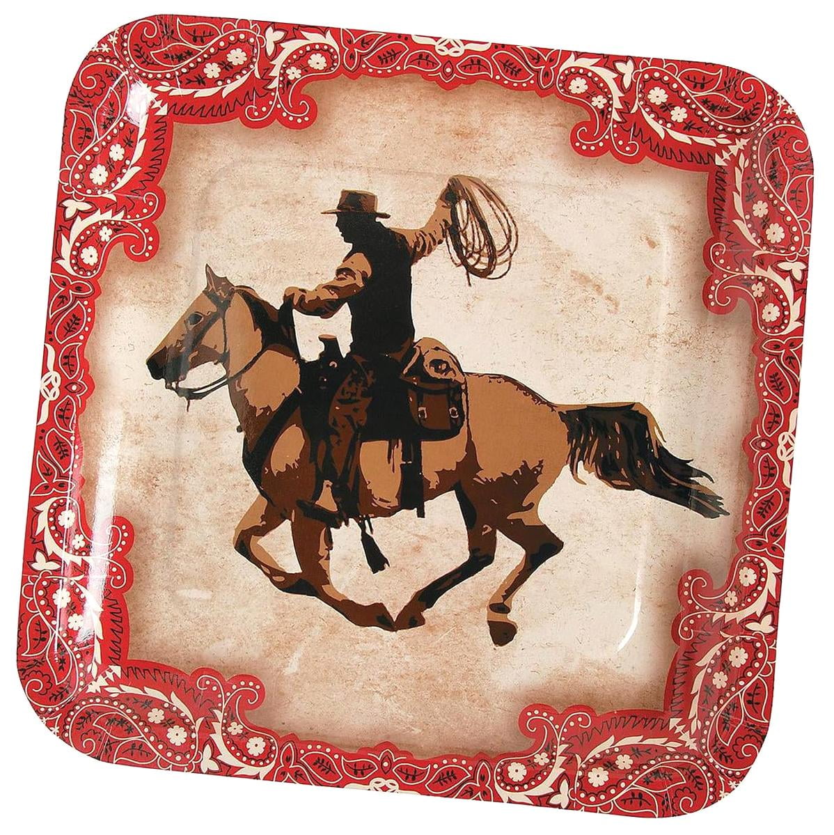 SKYSONIC Western Party Square Paper Dinner Plates - Western Party ...