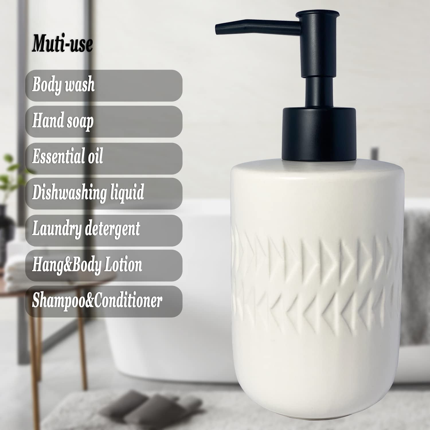 SKYSONIC White Dispenser Featuring Matte Pump for Bathroom, Cylindrical ...