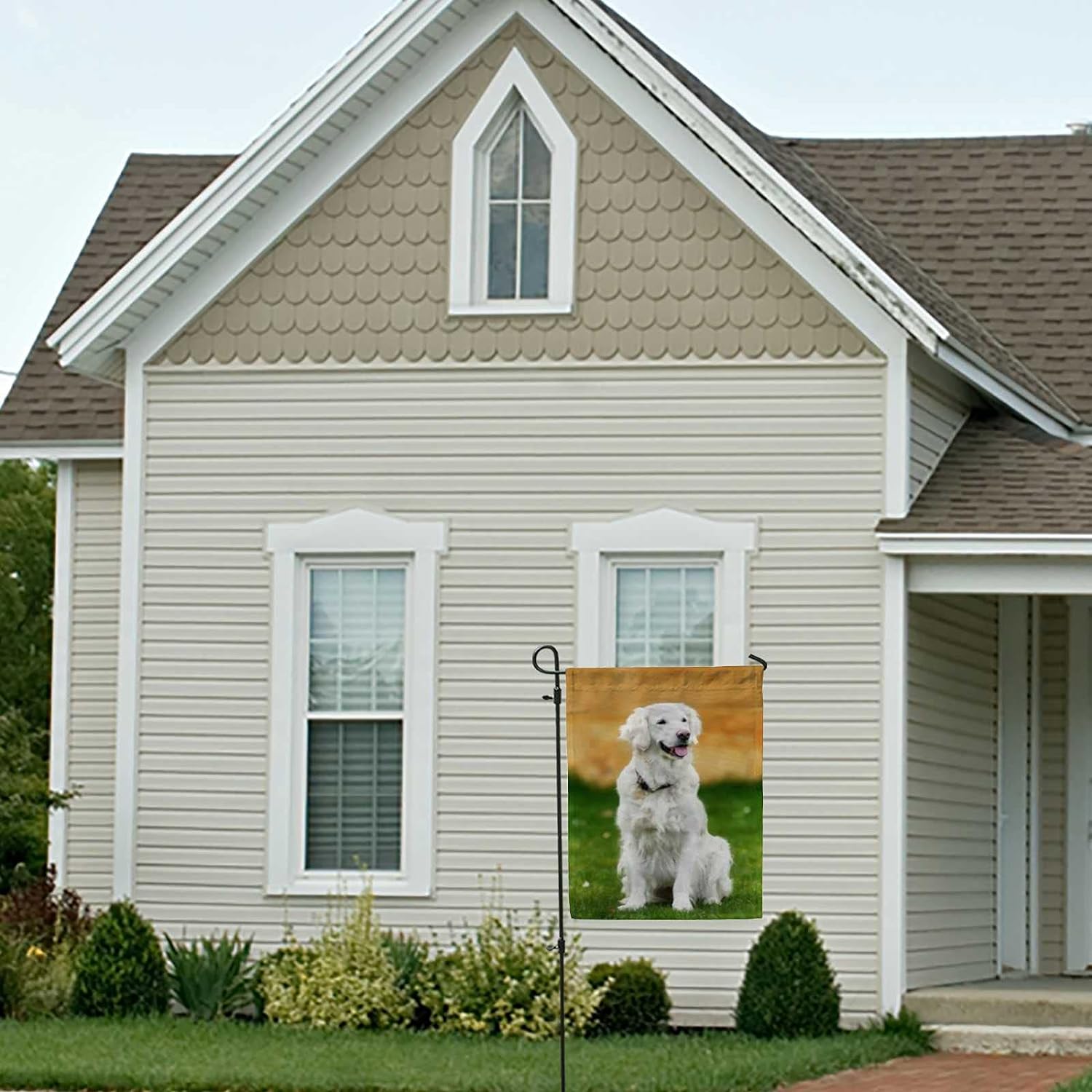 SKYSONIC White Labrador Retriever Dog Laughing Double Side Print Garden ...