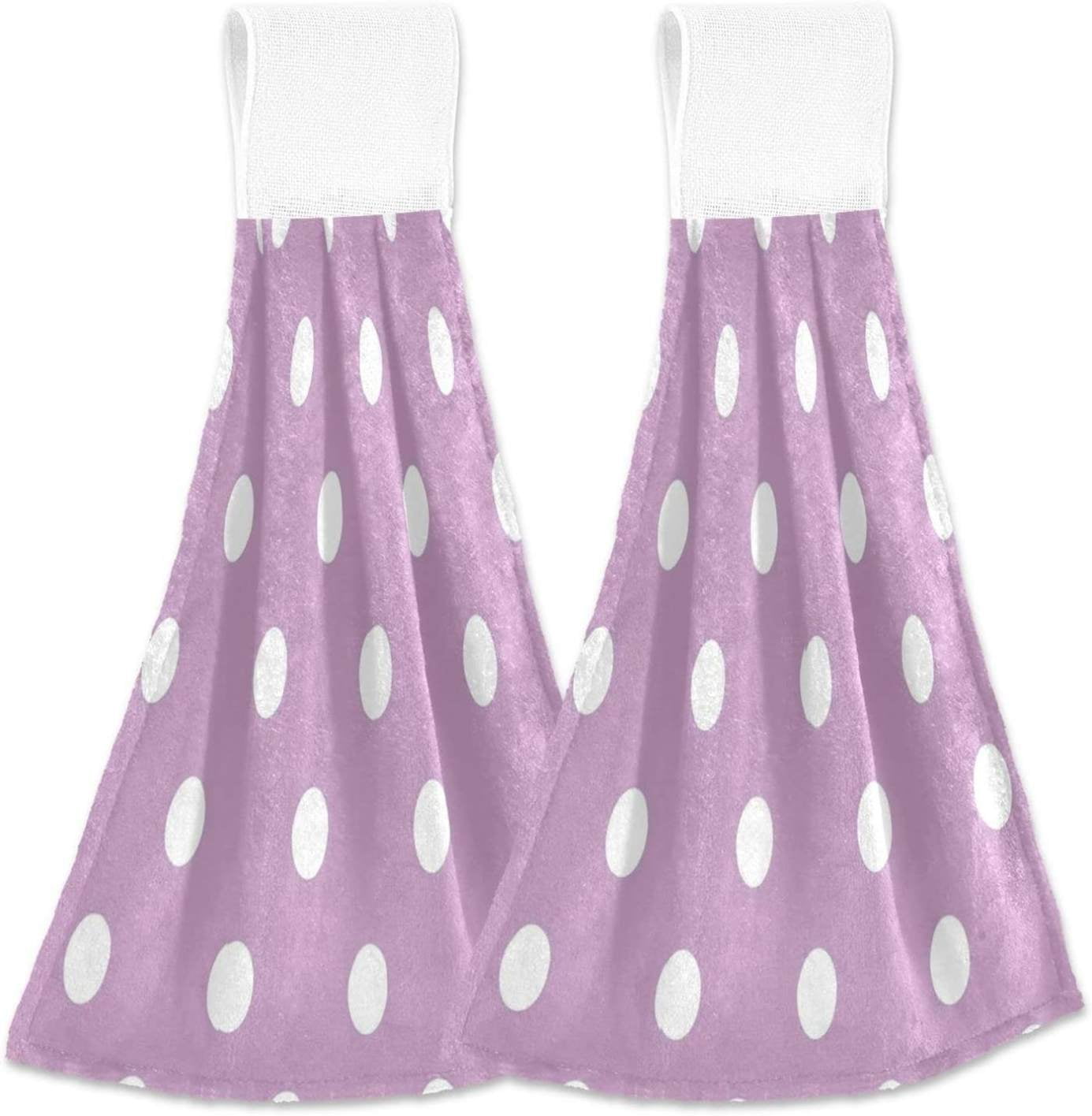 SKYSONIC White Light Purple Polka Dot Hanging Hand Towels with Hanging ...