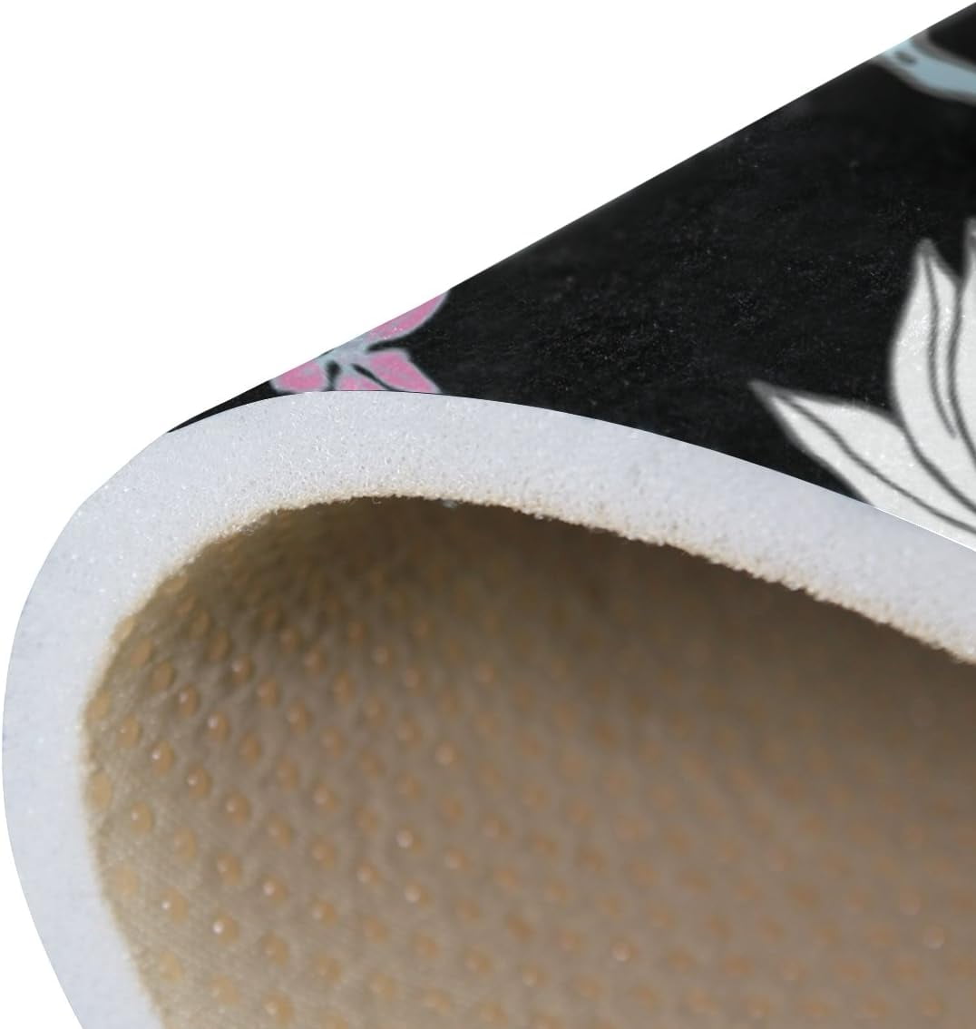 SKYSONIC White Pink Flowers Area Rug Pad 60x39 inch, 100% Light Weight ...