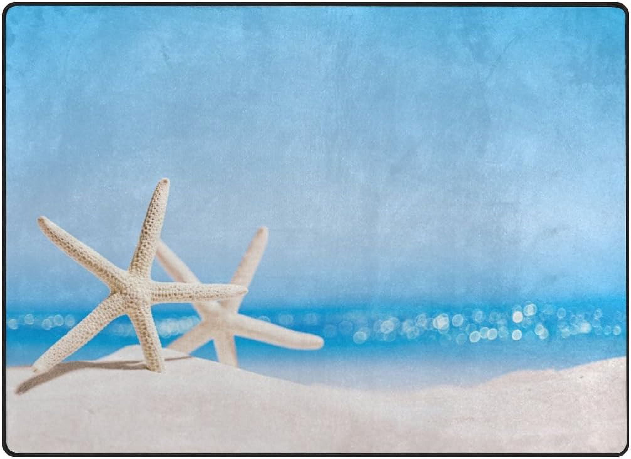SKYSONIC White Starfish Ocean on Sand Beach 80 x 58 inches Lightweight ...
