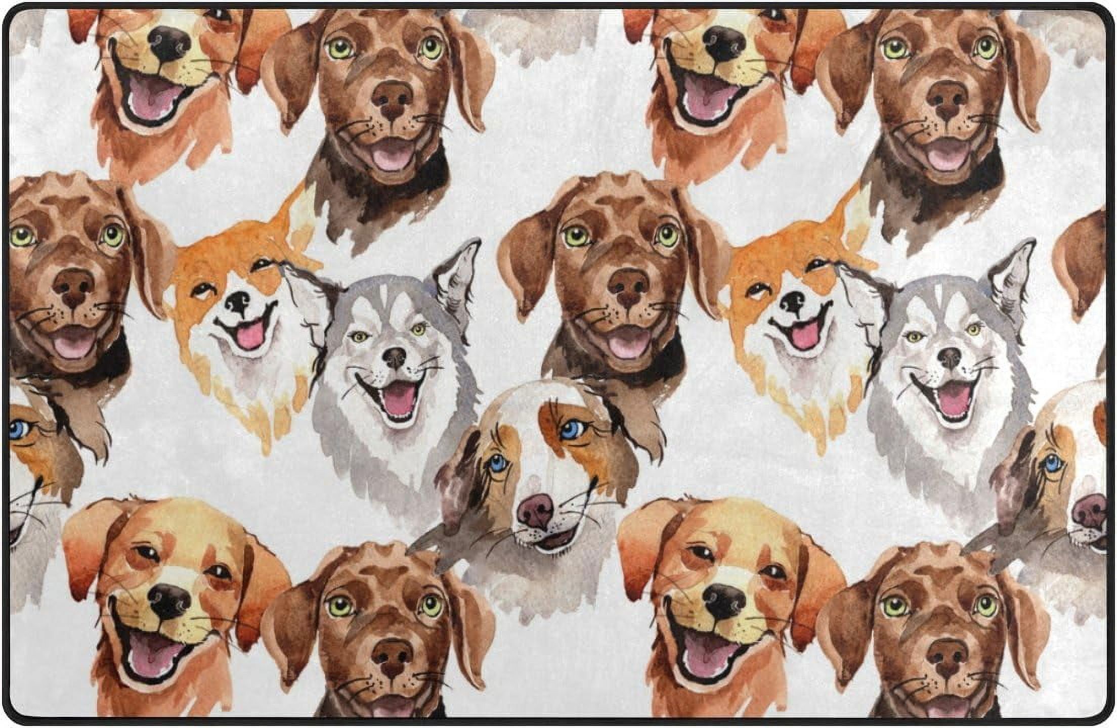 SKYSONIC Wild Animal Dog Area Rug Pad 60x39 inch, 100% Light Weight ...